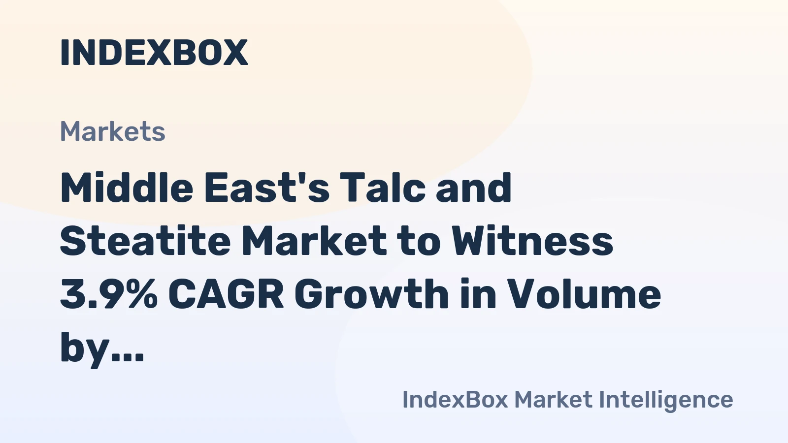 Middle East's Talc and Steatite Market to Witness 3.9% CAGR Growth in Volume by 2035, Reaching 1.2M Tons