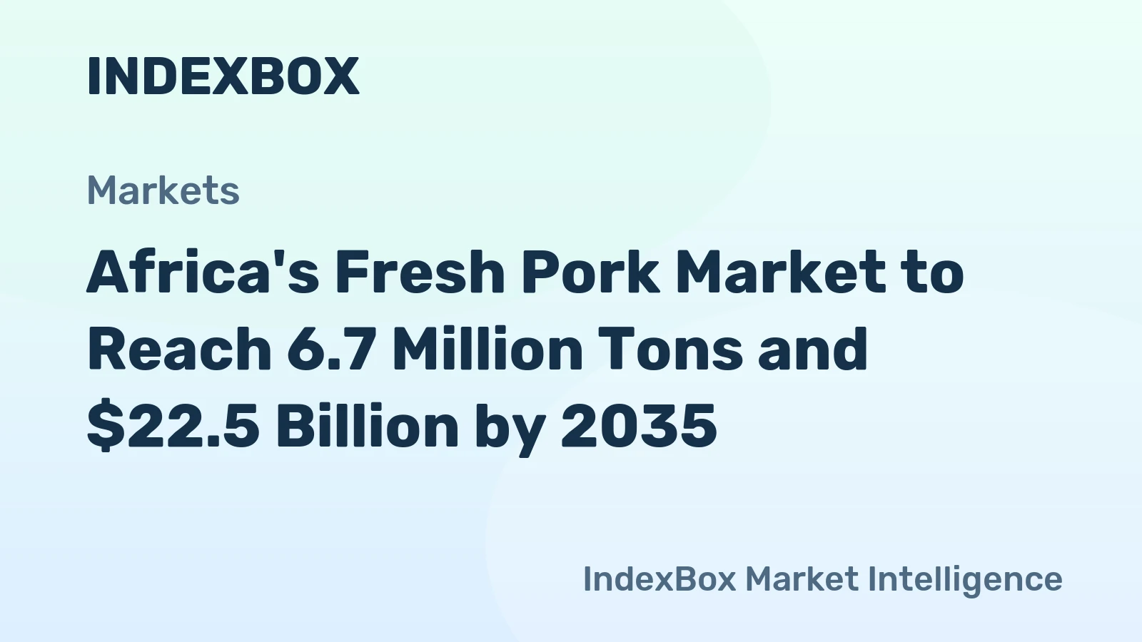 Africa's Fresh Pork Market to Reach 6.7 Million Tons and $22.5 Billion by 2035