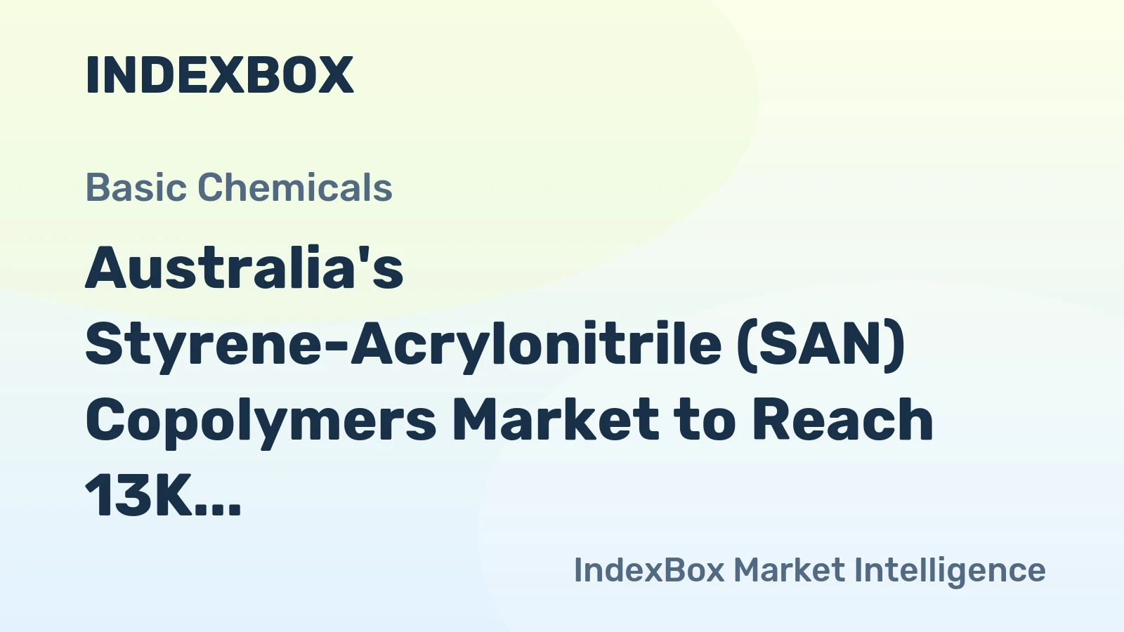 Australia's Styrene-Acrylonitrile (SAN) Copolymers Market to Reach 13K Tons and $22M by 2035
