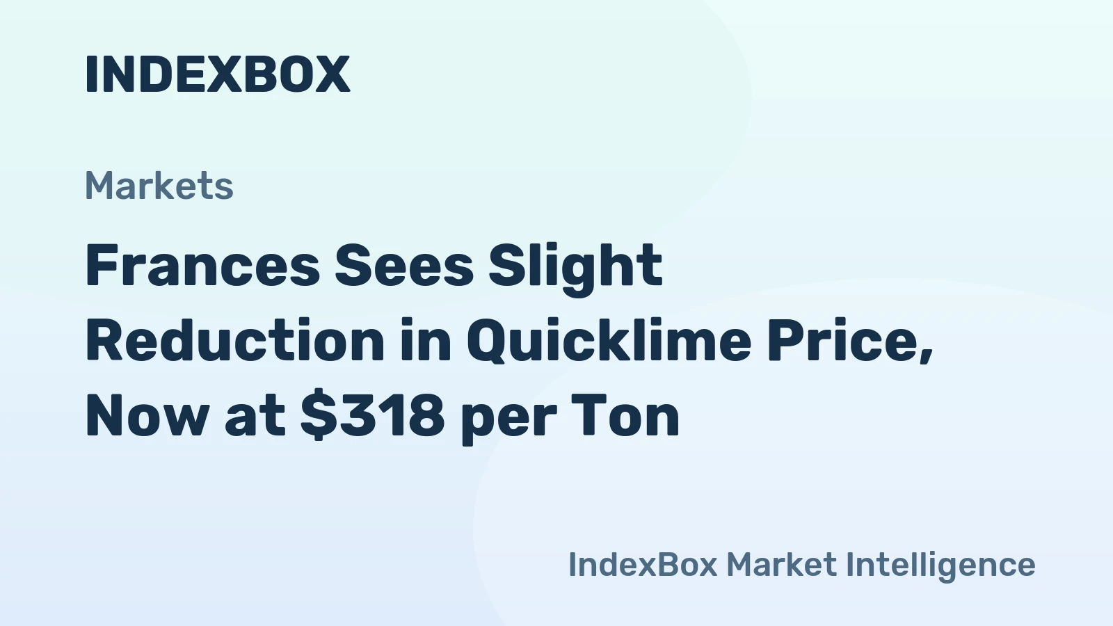 Frances Sees Slight Reduction in Quicklime Price, Now at $318 per Ton