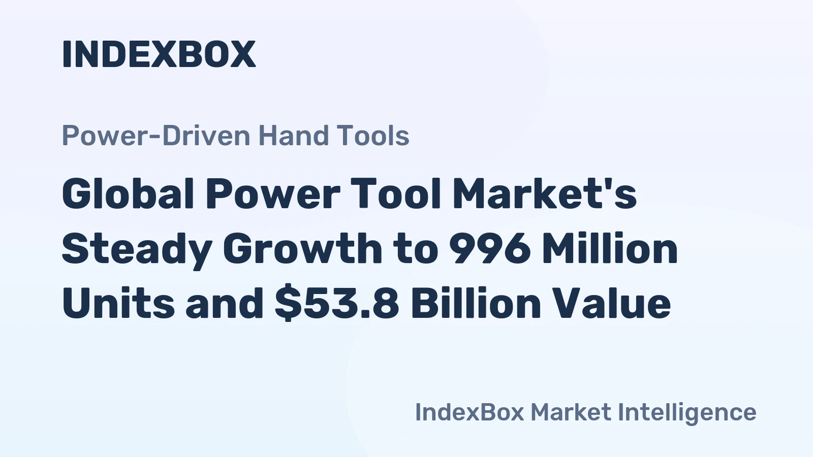 Global Power Tool Market's Steady Growth to 996 Million Units and $53.8 Billion Value