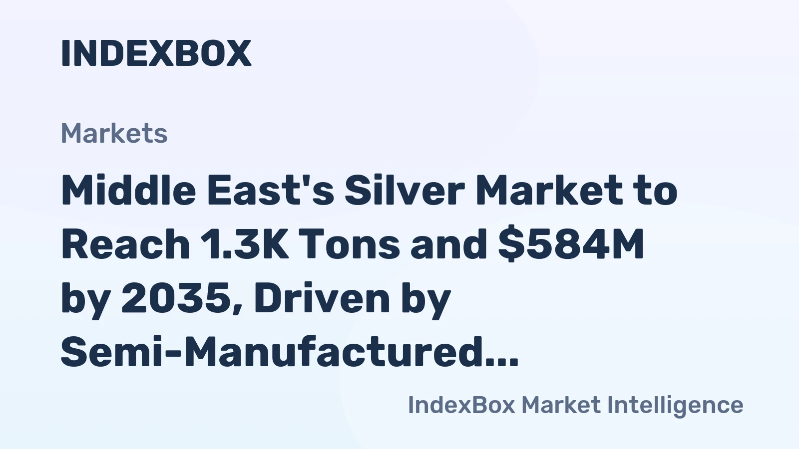 Middle East's Silver Market to Reach 1.3K Tons and $584M by 2035, Driven by Semi-Manufactured Forms