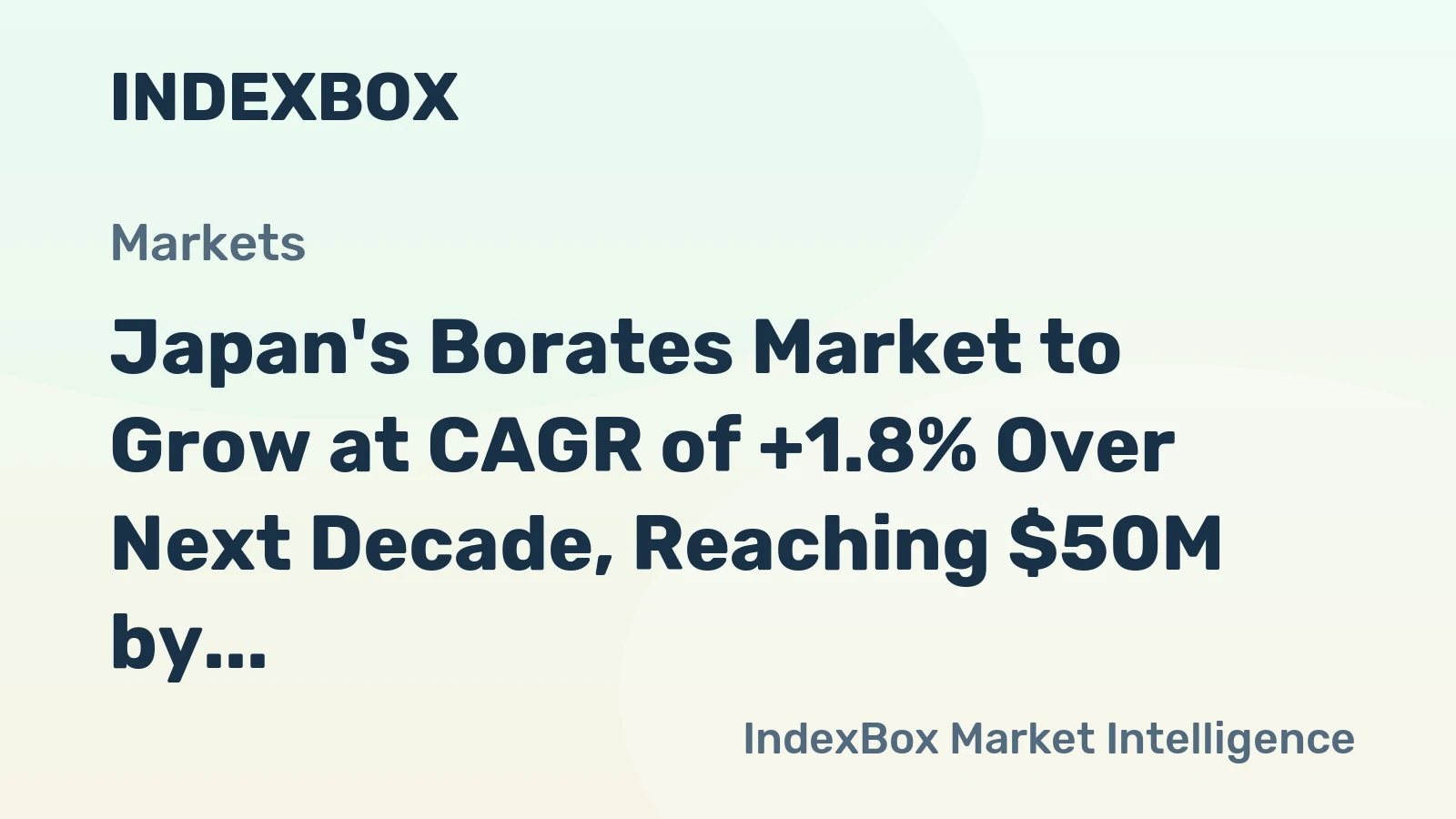 Japan's Borates Market to Grow at CAGR of +1.8% Over Next Decade, Reaching $50M by 2035