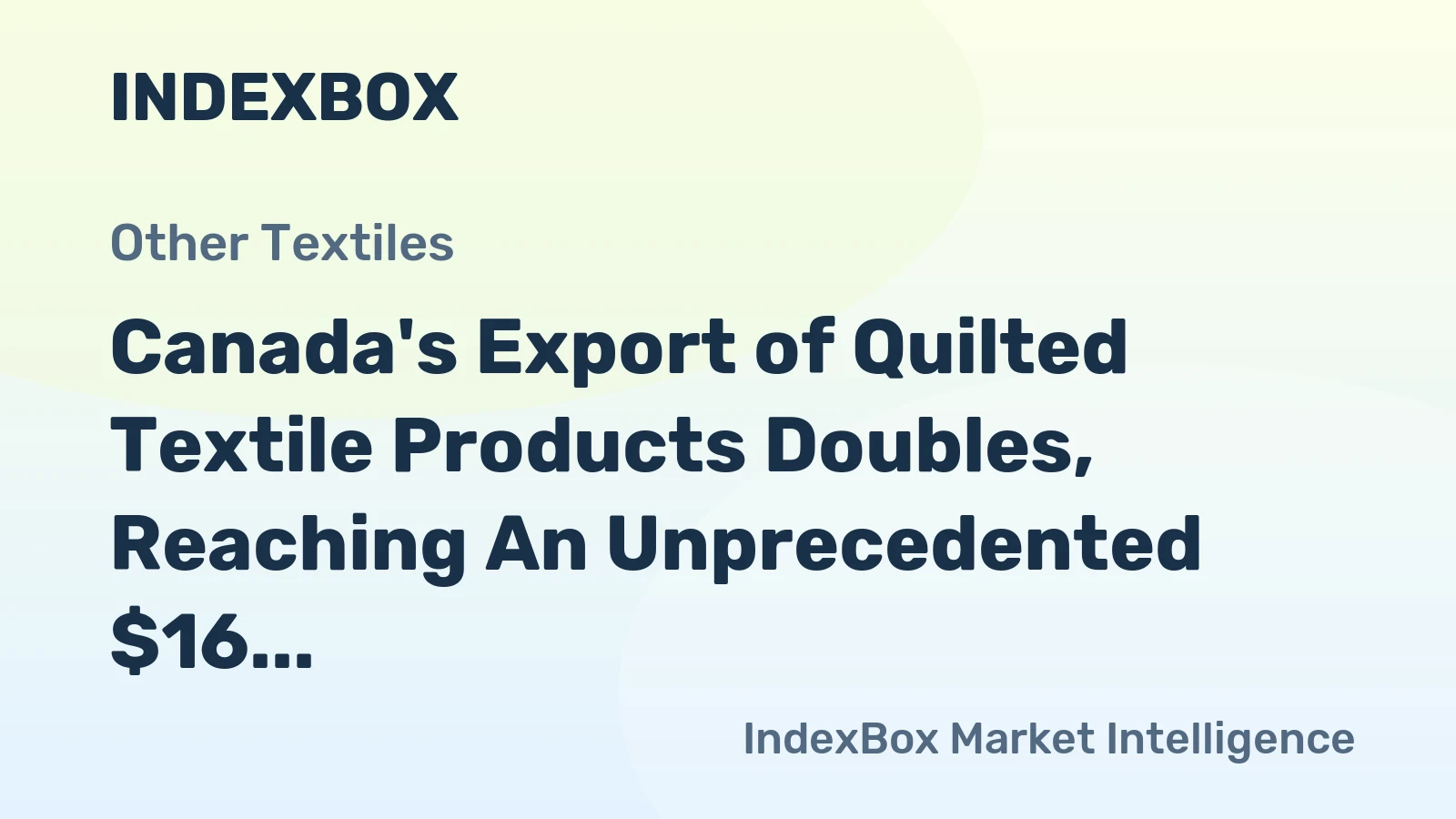 Canada's Export of Quilted Textile Products Doubles, Reaching An Unprecedented $16 Million in 2024
