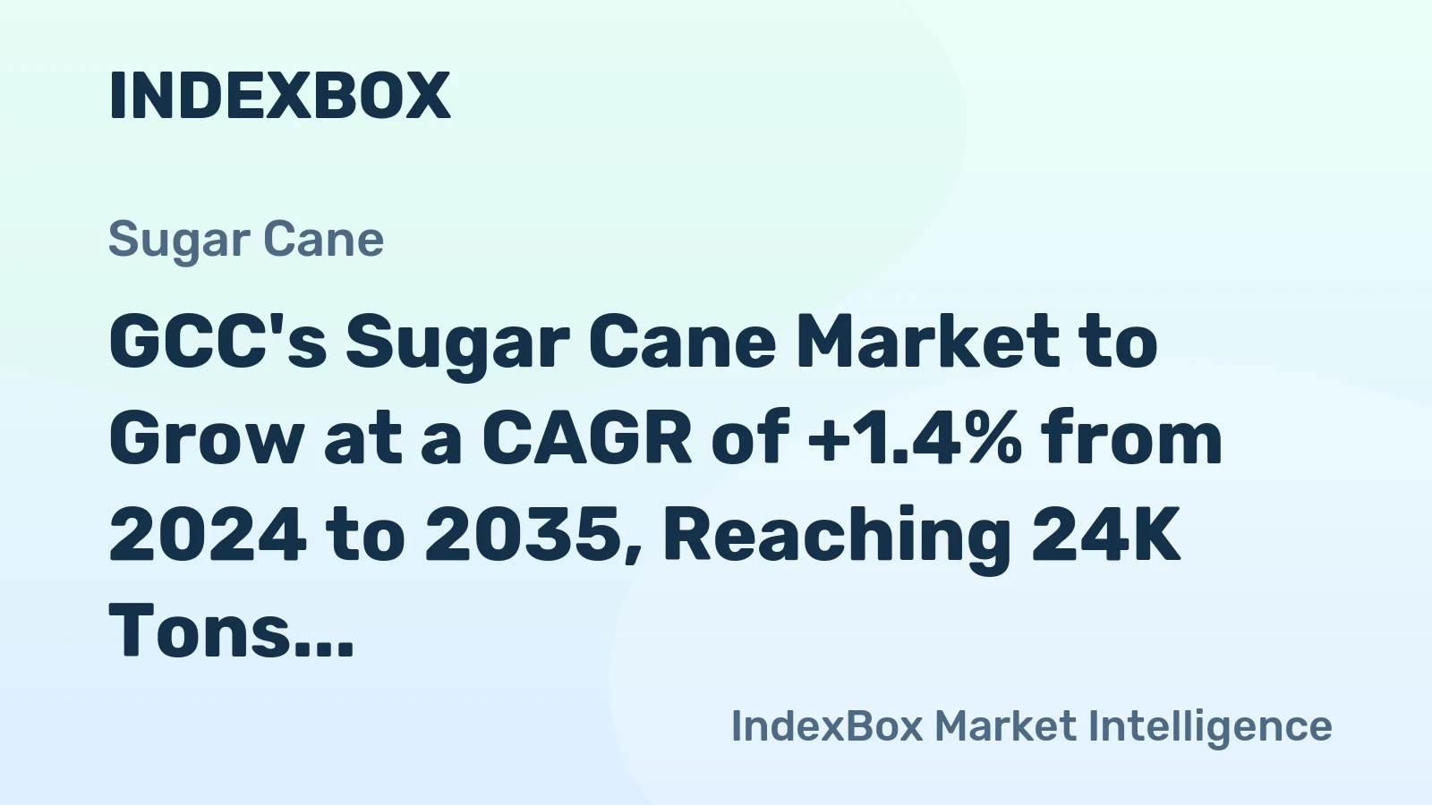 GCC's Sugar Cane Market to Grow at a CAGR of +1.4% from 2024 to 2035, Reaching 24K Tons