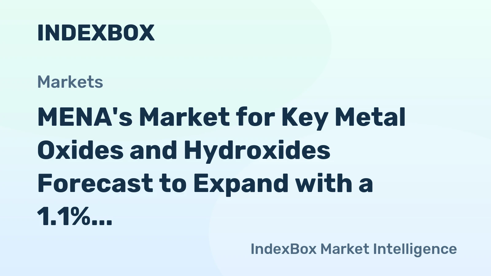 MENA's Market for Key Metal Oxides and Hydroxides Forecast to Expand with a 1.1% CAGR