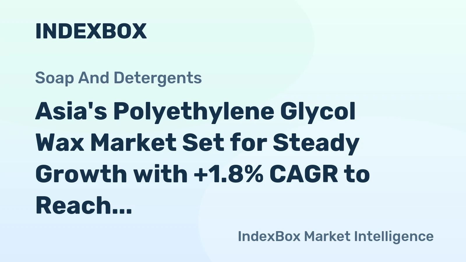 Asia's Polyethylene Glycol Wax Market Set for Steady Growth with +1.8% CAGR to Reach $1.5B by 2035