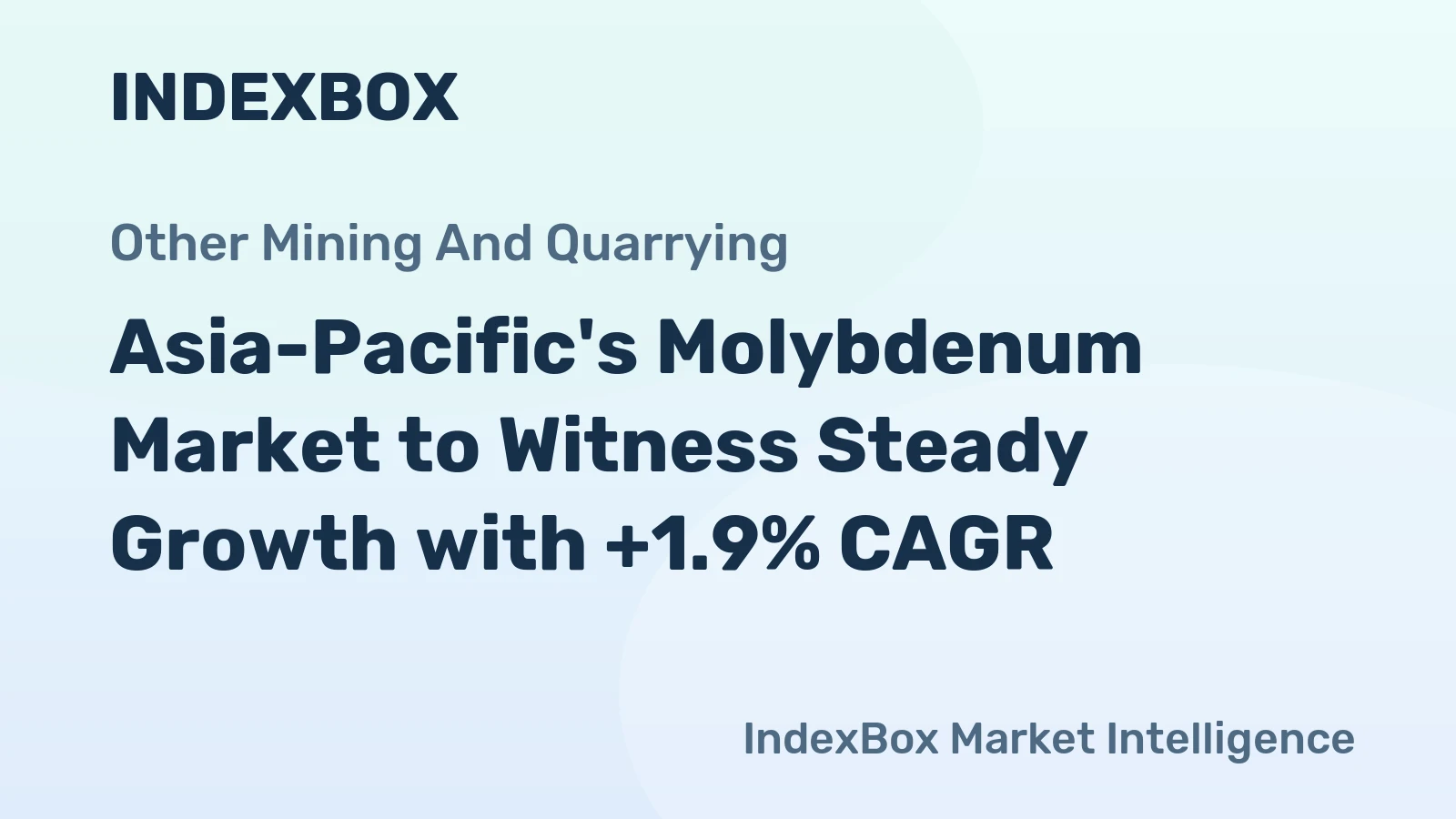 Asia-Pacific's Molybdenum Market to Witness Steady Growth with +1.9% CAGR