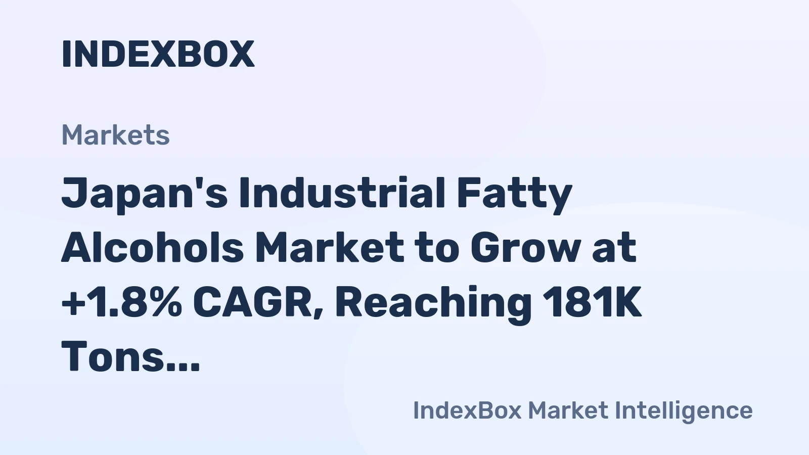 Japan's Industrial Fatty Alcohols Market to Grow at +1.8% CAGR, Reaching 181K Tons by 2035