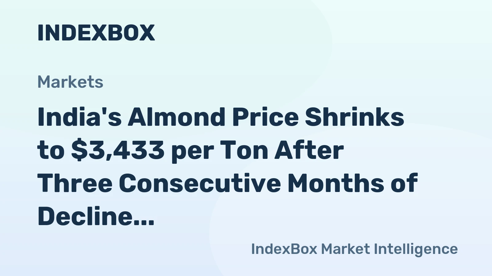 India's Almond Price Shrinks to $3,433 per Ton After Three Consecutive Months of Decline