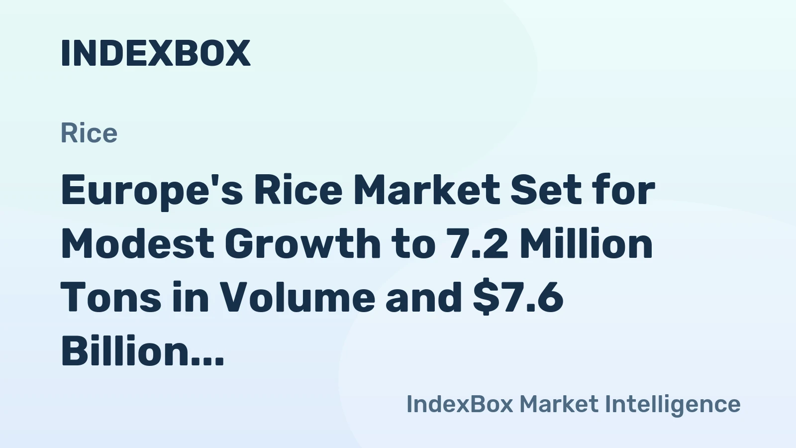 Europe's Rice Market Set for Modest Growth to 7.2 Million Tons in Volume and $7.6 Billion in Value by 2035