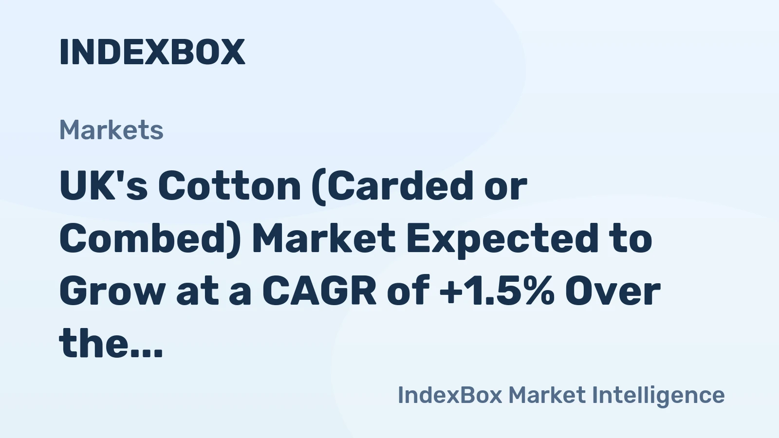 UK's Cotton (Carded or Combed) Market Expected to Grow at a CAGR of +1.5% Over the Next Decade