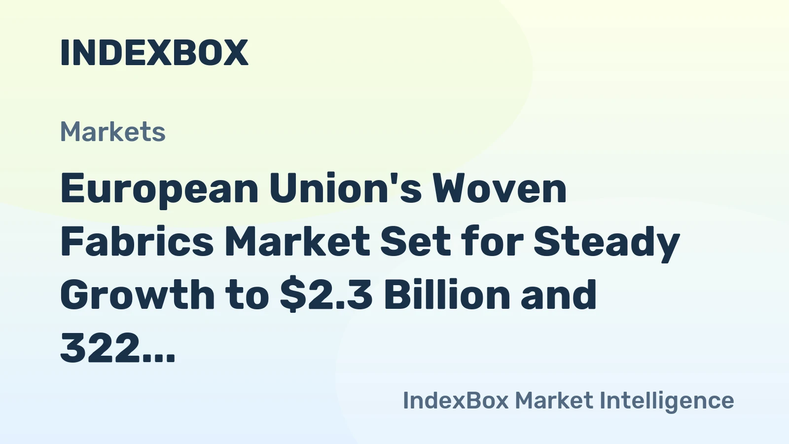 European Union's Woven Fabrics Market Set for Steady Growth to $2.3 Billion and 322 Million Square Meters