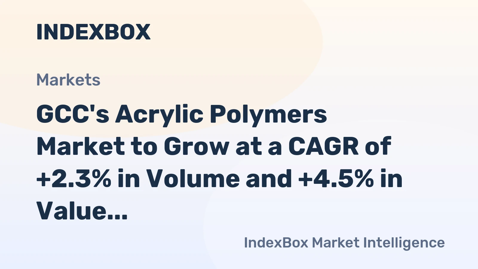 GCC's Acrylic Polymers Market to Grow at a CAGR of +2.3% in Volume and +4.5% in Value from 2024 to 2035