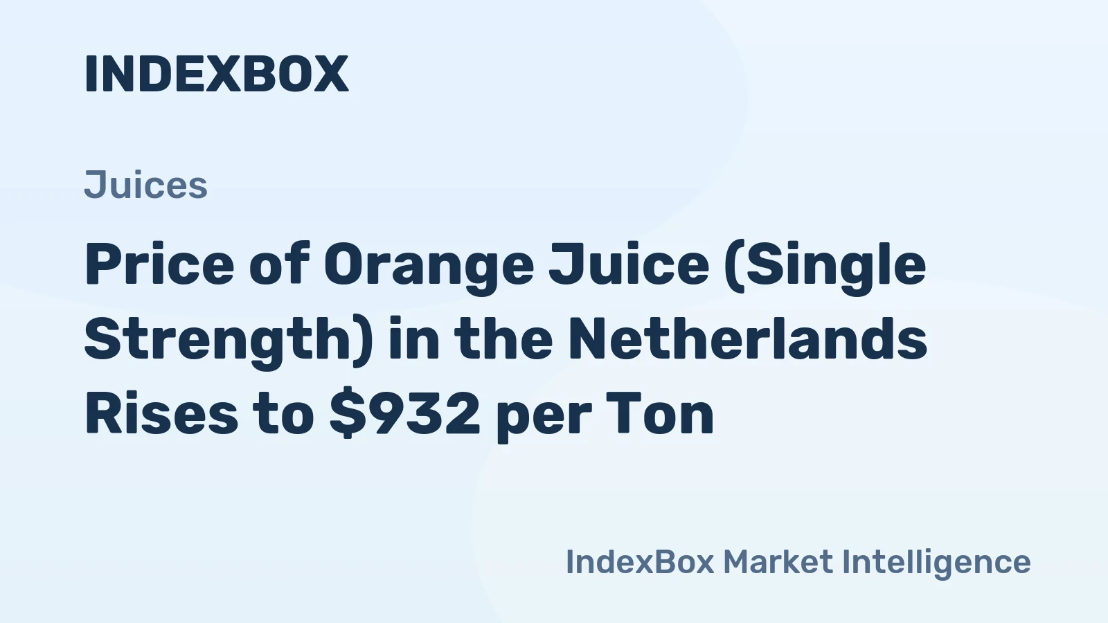 Price of Orange Juice (Single Strength) in the Netherlands Rises to $932 per Ton