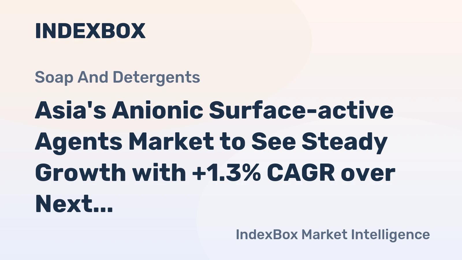 Asia's Anionic Surface-active Agents Market to See Steady Growth with +1.3% CAGR over Next Decade