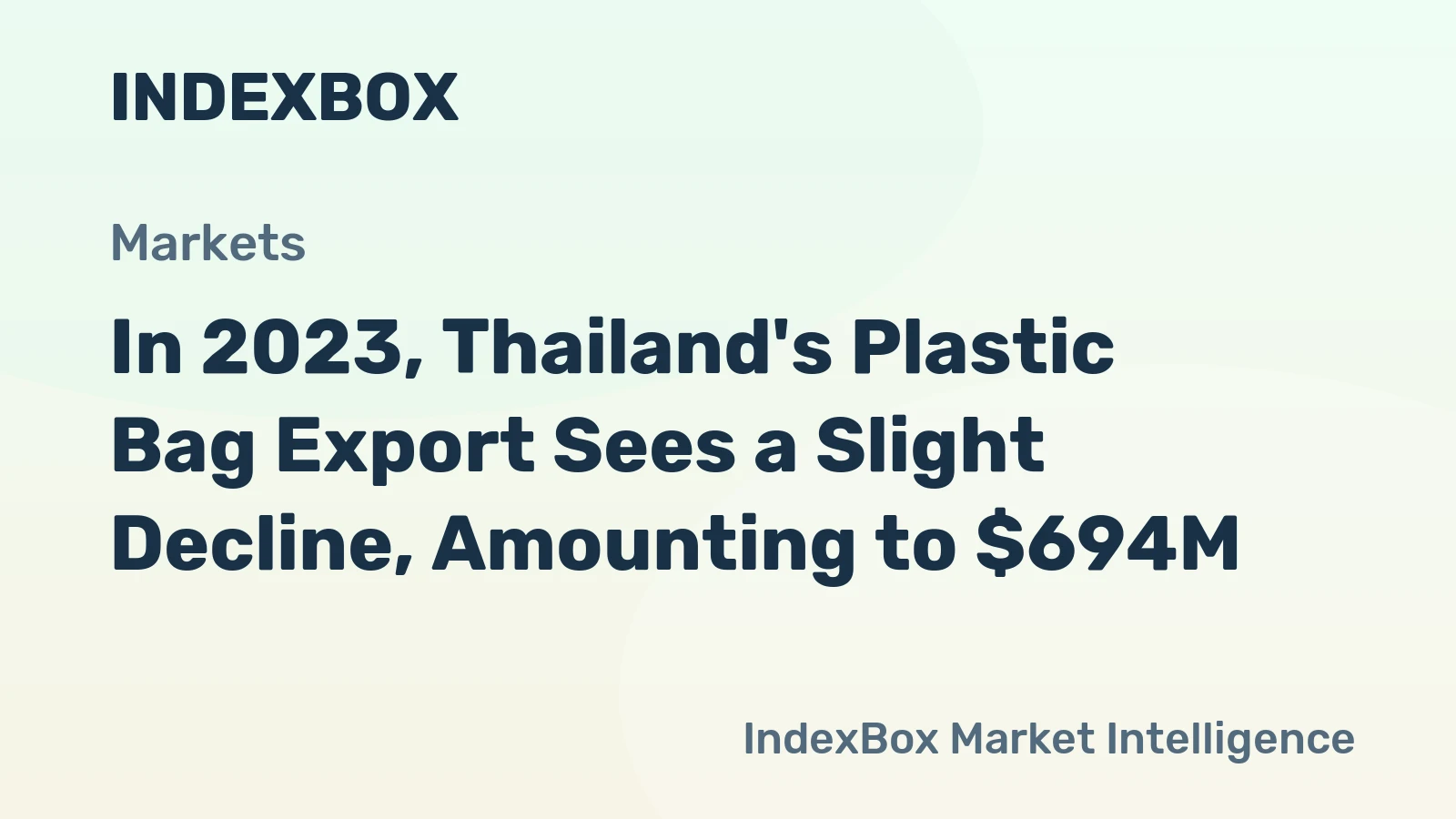 In 2023, Thailand's Plastic Bag Export Sees a Slight Decline, Amounting to $694M