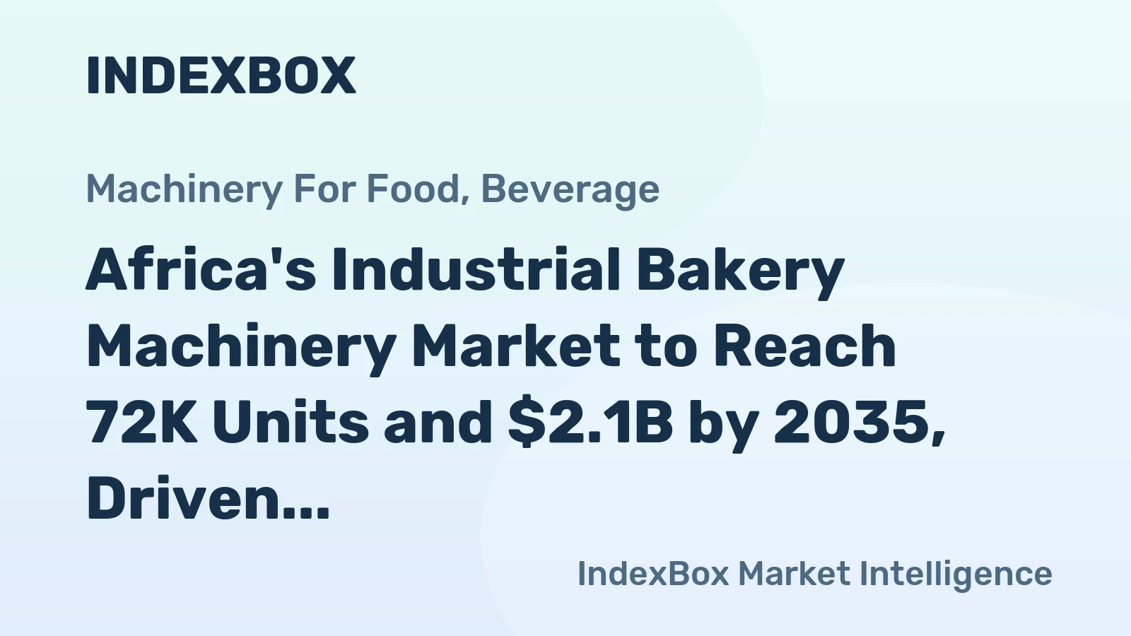 Africa's Industrial Bakery Machinery Market to Reach 72K Units and $2.1B by 2035, Driven by Increasing Demand