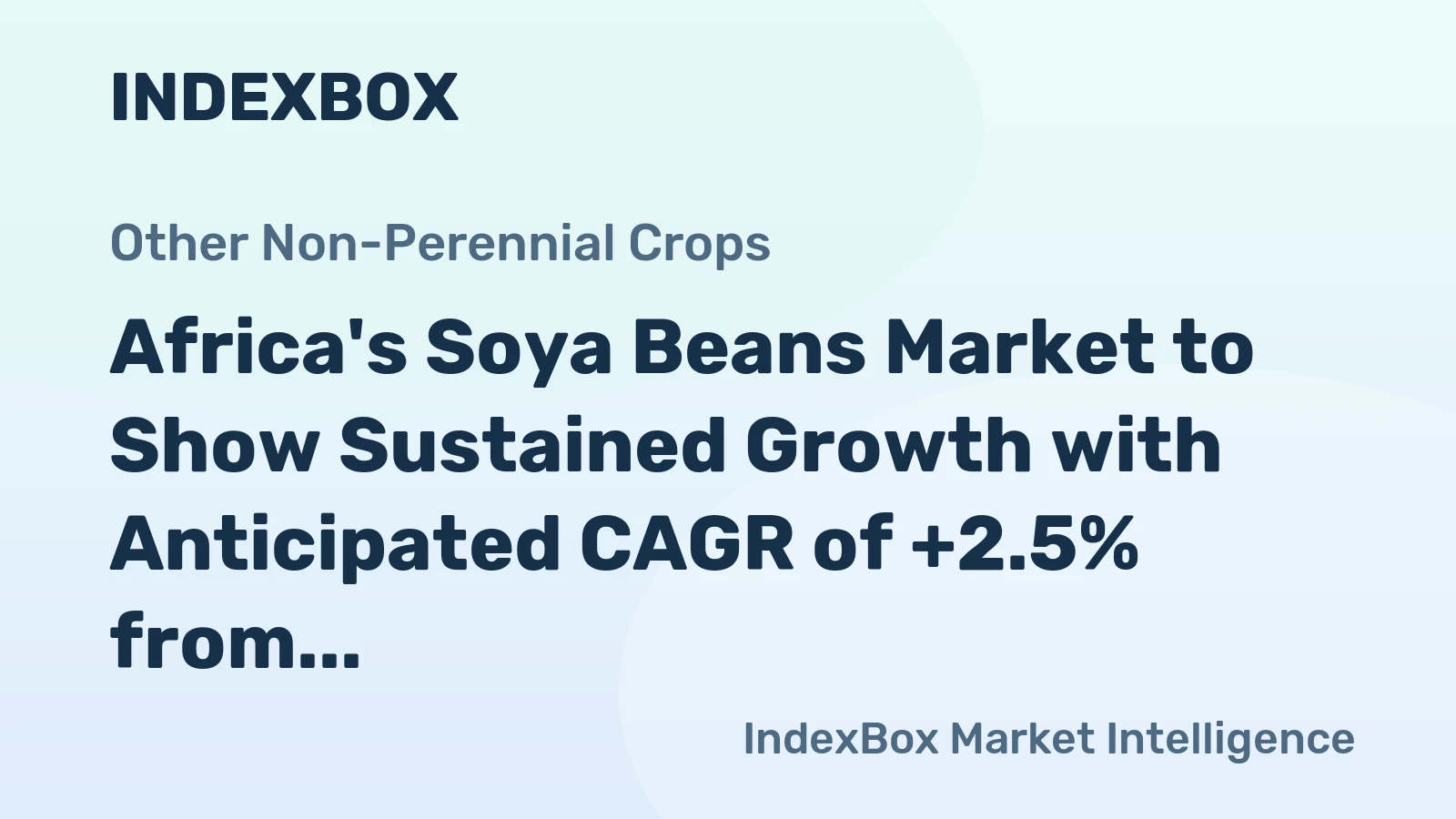 Africa's Soya Beans Market to Show Sustained Growth with Anticipated CAGR of +2.5% from 2024 to 2035