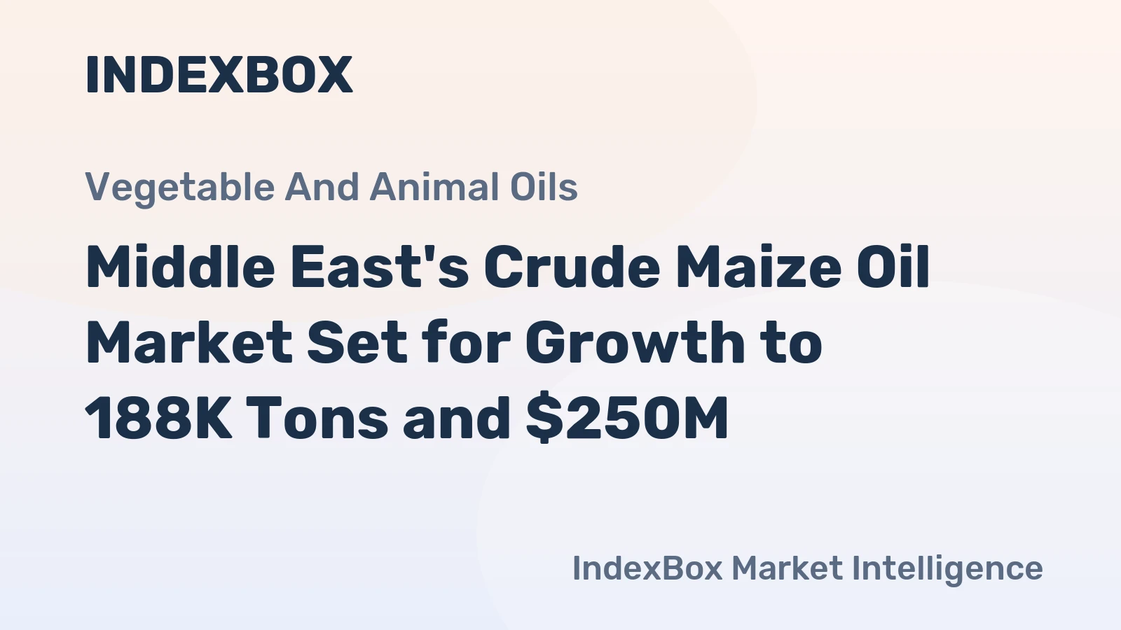 Middle East's Crude Maize Oil Market Set for Growth to 188K Tons and $250M