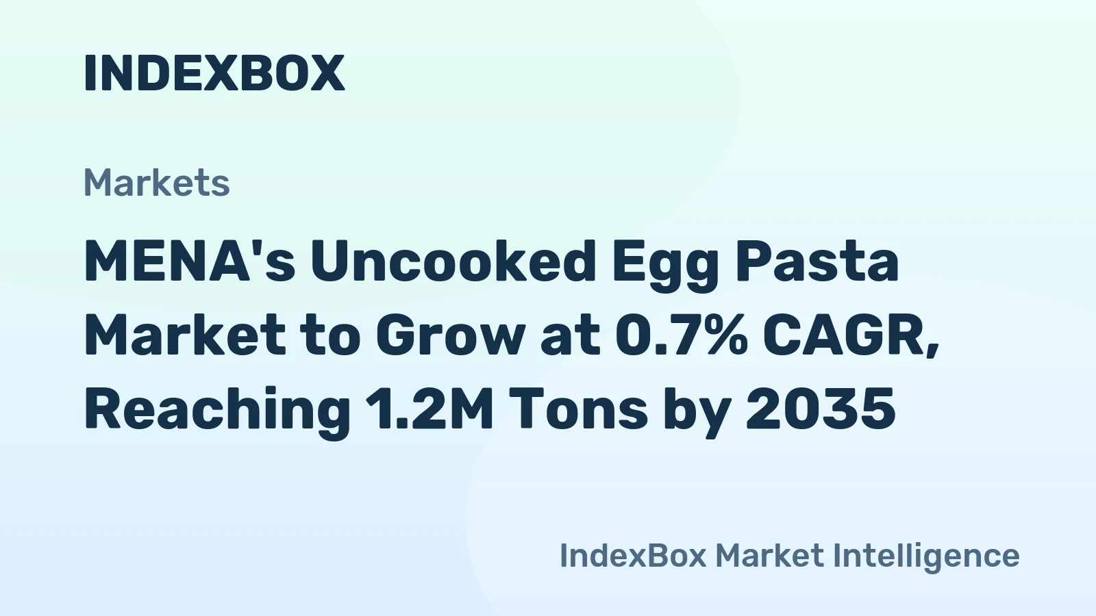 MENA's Uncooked Egg Pasta Market to Grow at 0.7% CAGR, Reaching 1.2M Tons by 2035