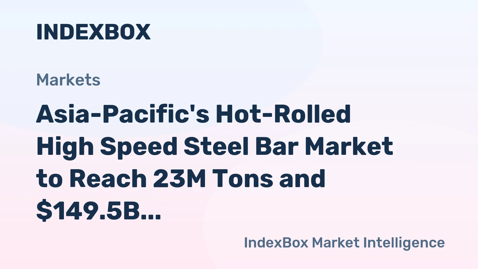 Asia-Pacific's Hot-Rolled High Speed Steel Bar Market to Reach 23M Tons and $149.5B by 2035