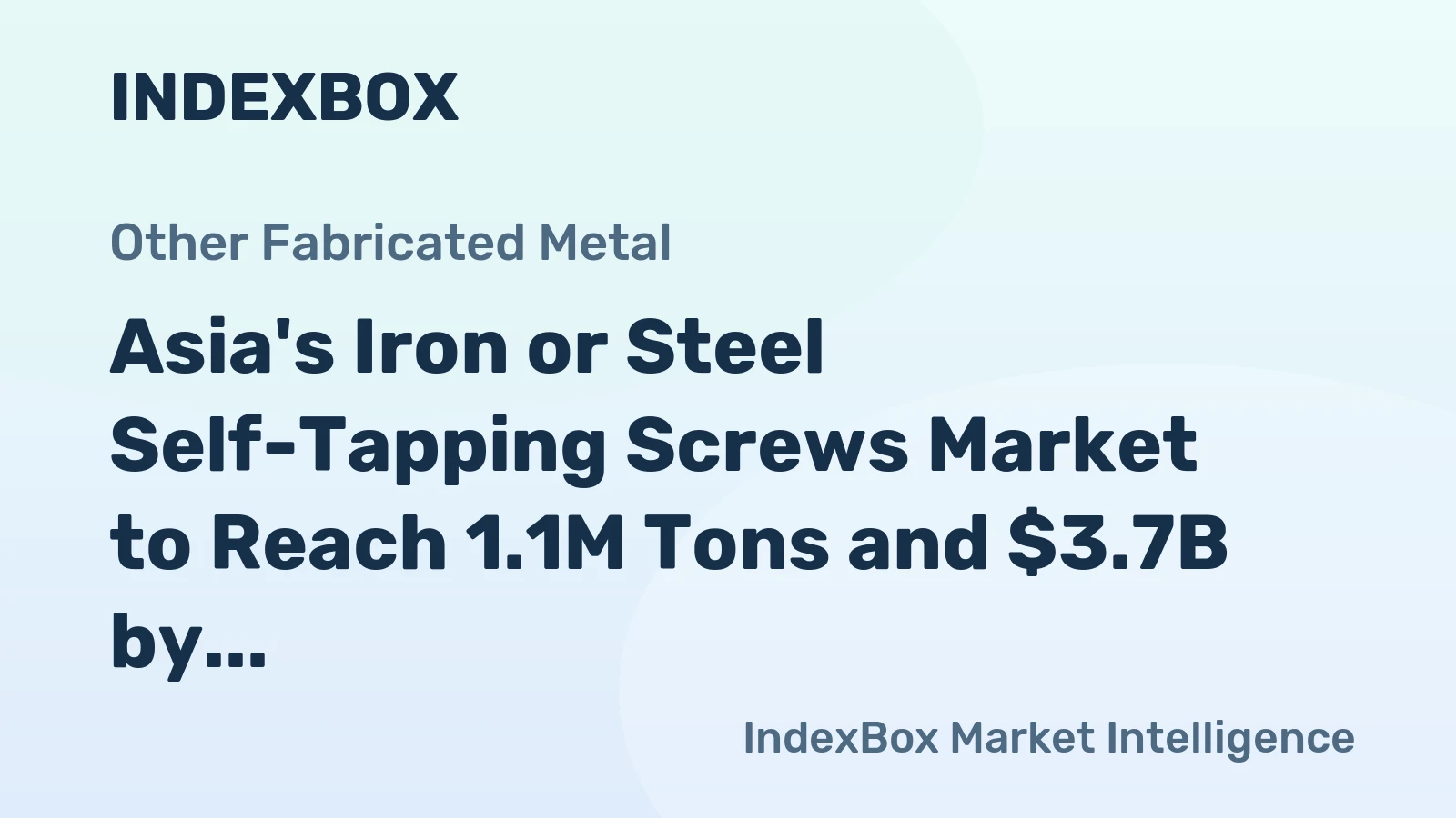 Asia's Iron or Steel Self-Tapping Screws Market to Reach 1.1M Tons and $3.7B by 2035