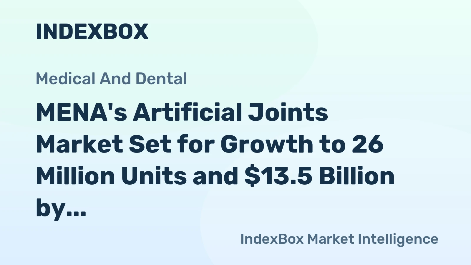 MENA's Artificial Joints Market Set for Growth to 26 Million Units and $13.5 Billion by 2035