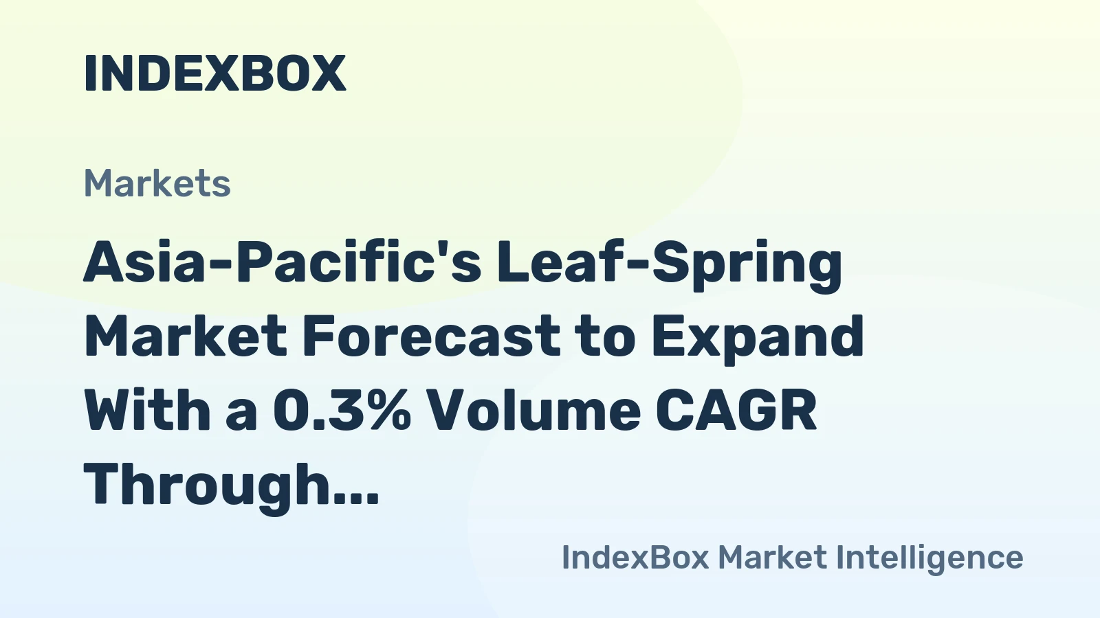 Asia-Pacific's Leaf-Spring Market Forecast to Expand With a 0.3% Volume CAGR Through 2035
