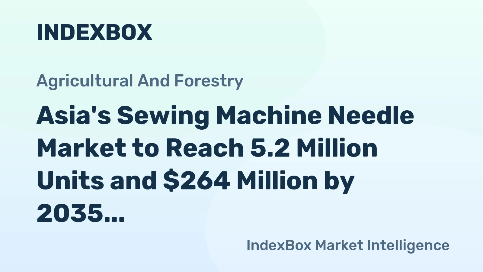 Asia's Sewing Machine Needle Market to Reach 5.2 Million Units and $264 Million by 2035