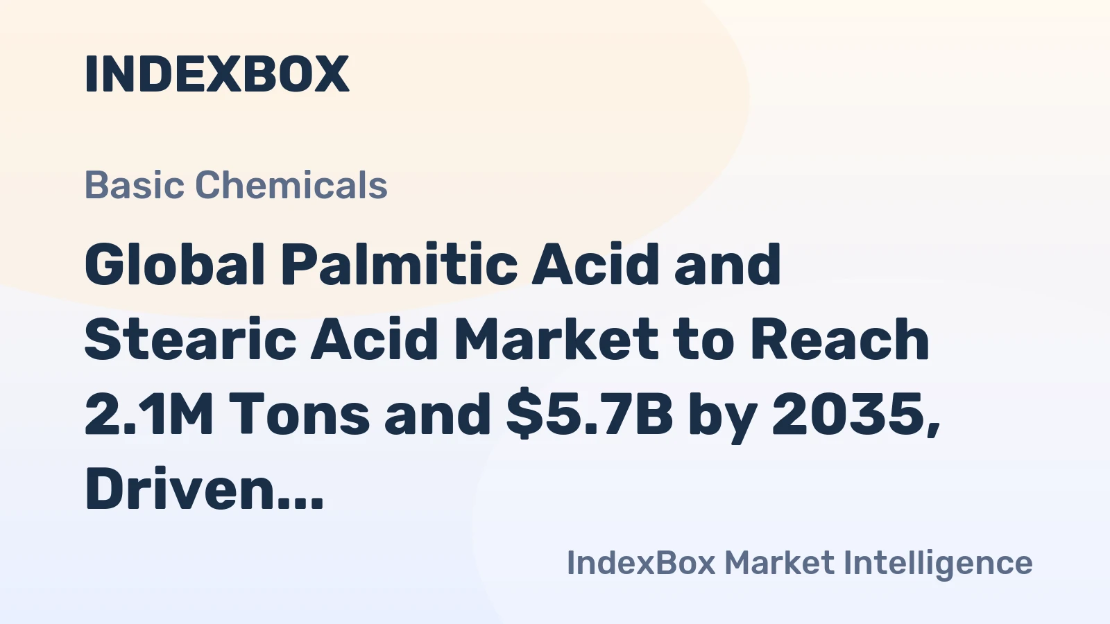 Global Palmitic Acid and Stearic Acid Market to Reach 2.1M Tons and $5.7B by 2035, Driven by Increasing Demand Worldwide