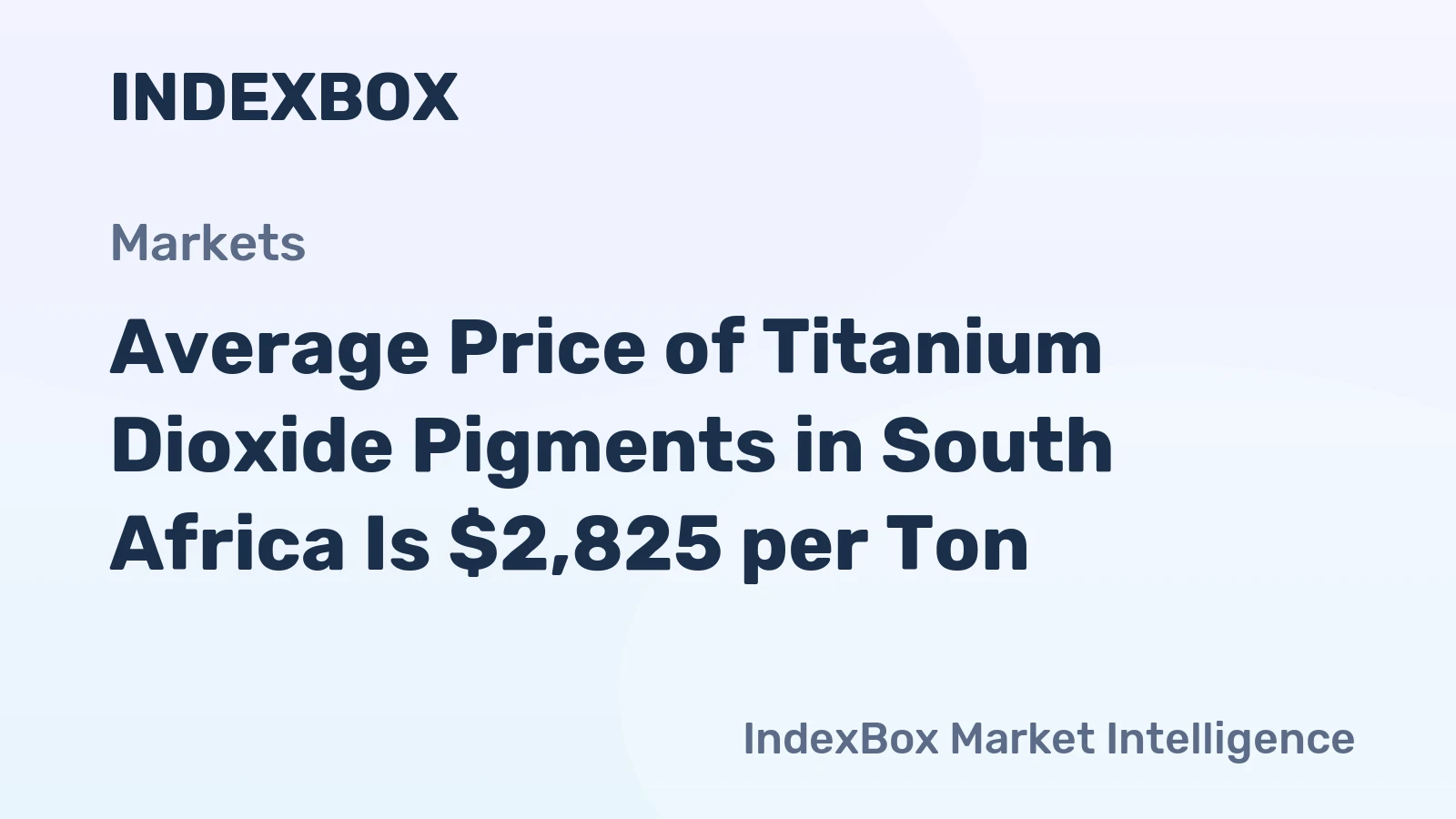 Average Price of Titanium Dioxide Pigments in South Africa Is $2,825 per Ton