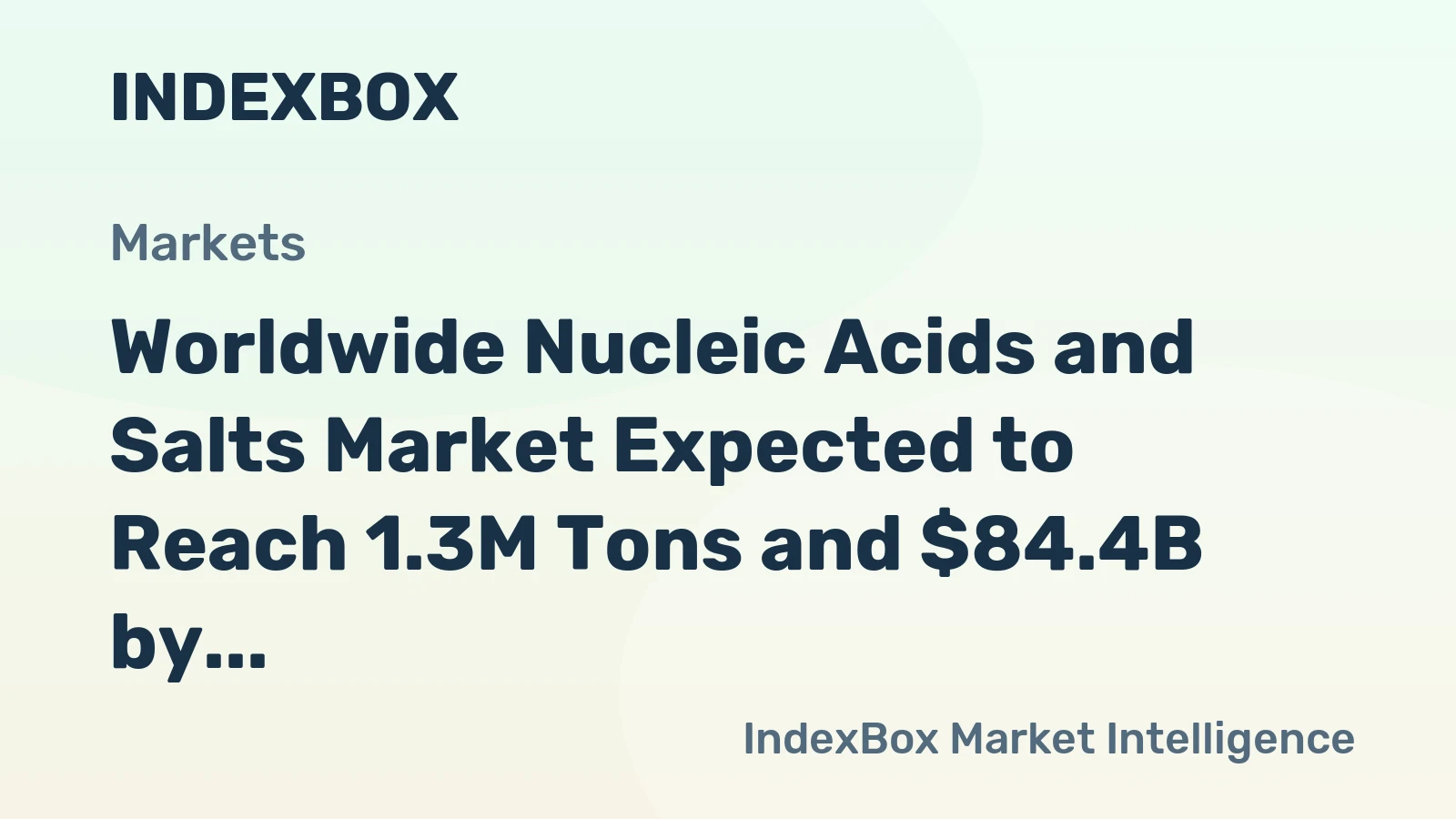 Worldwide Nucleic Acids and Salts Market Expected to Reach 1.3M Tons and $84.4B by 2030