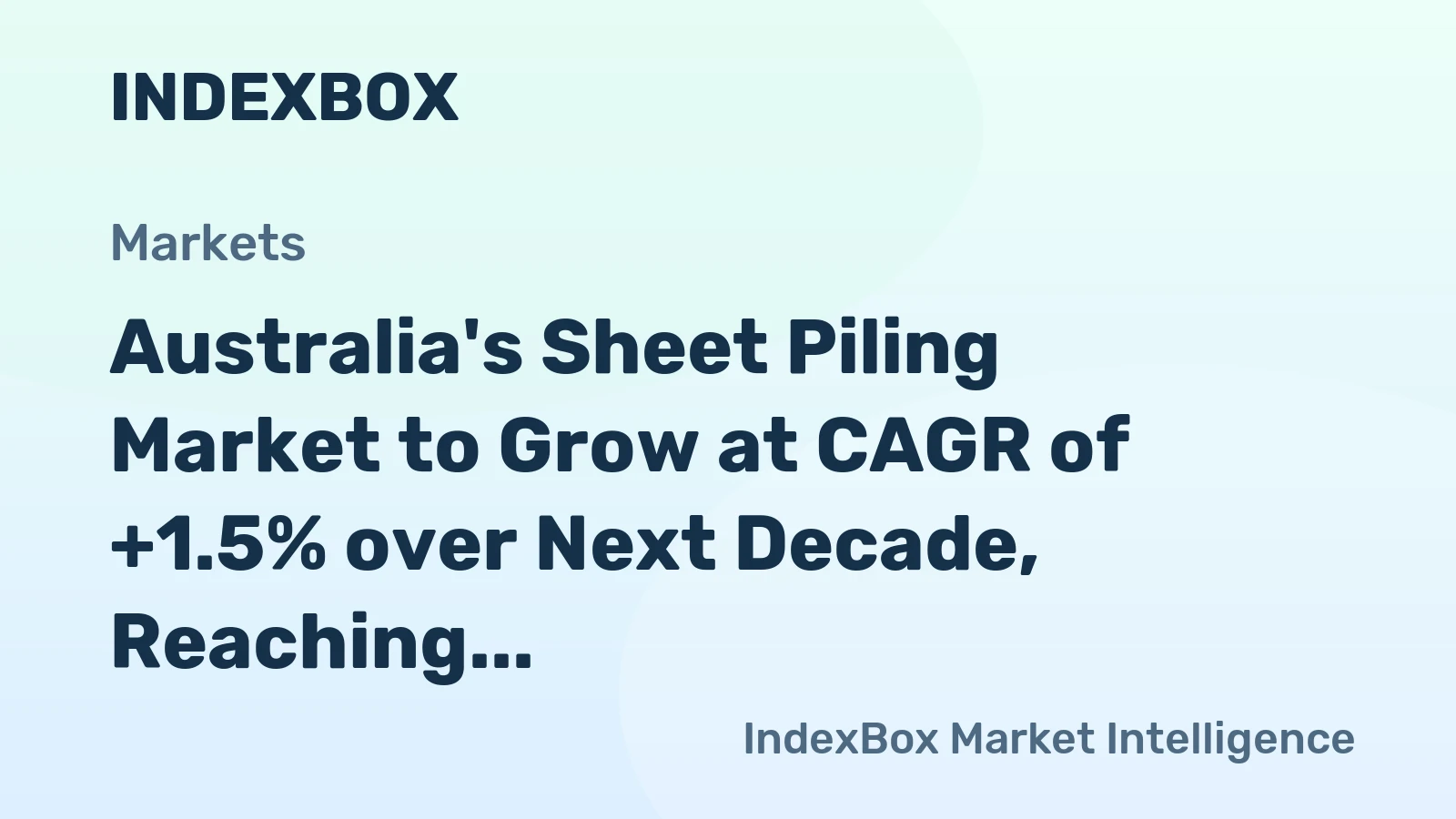 Australia's Sheet Piling Market to Grow at CAGR of +1.5% over Next Decade, Reaching $125M by 2035