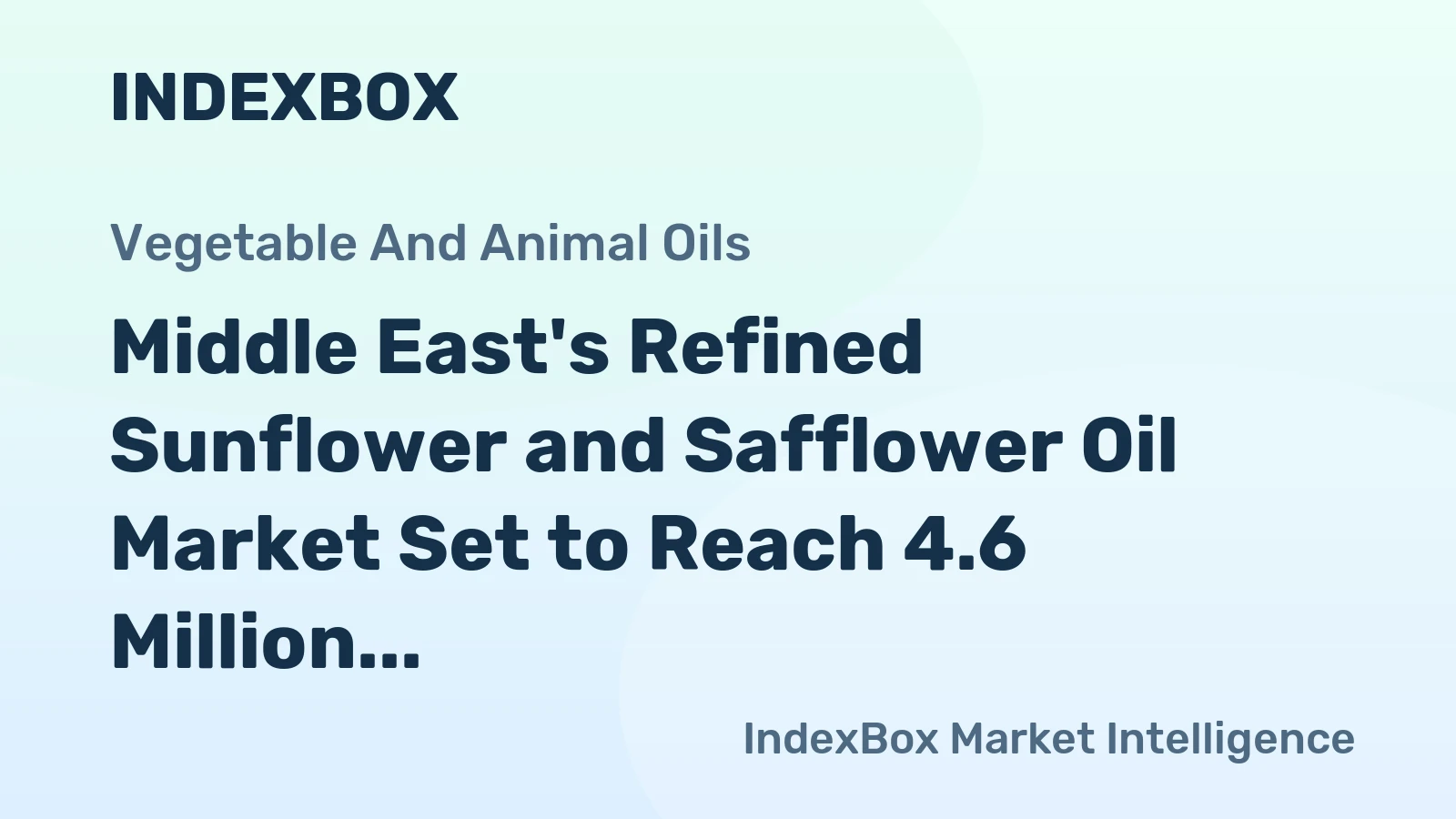 Middle East's Refined Sunflower and Safflower Oil Market Set to Reach 4.6 Million Tons and $7.7 Billion