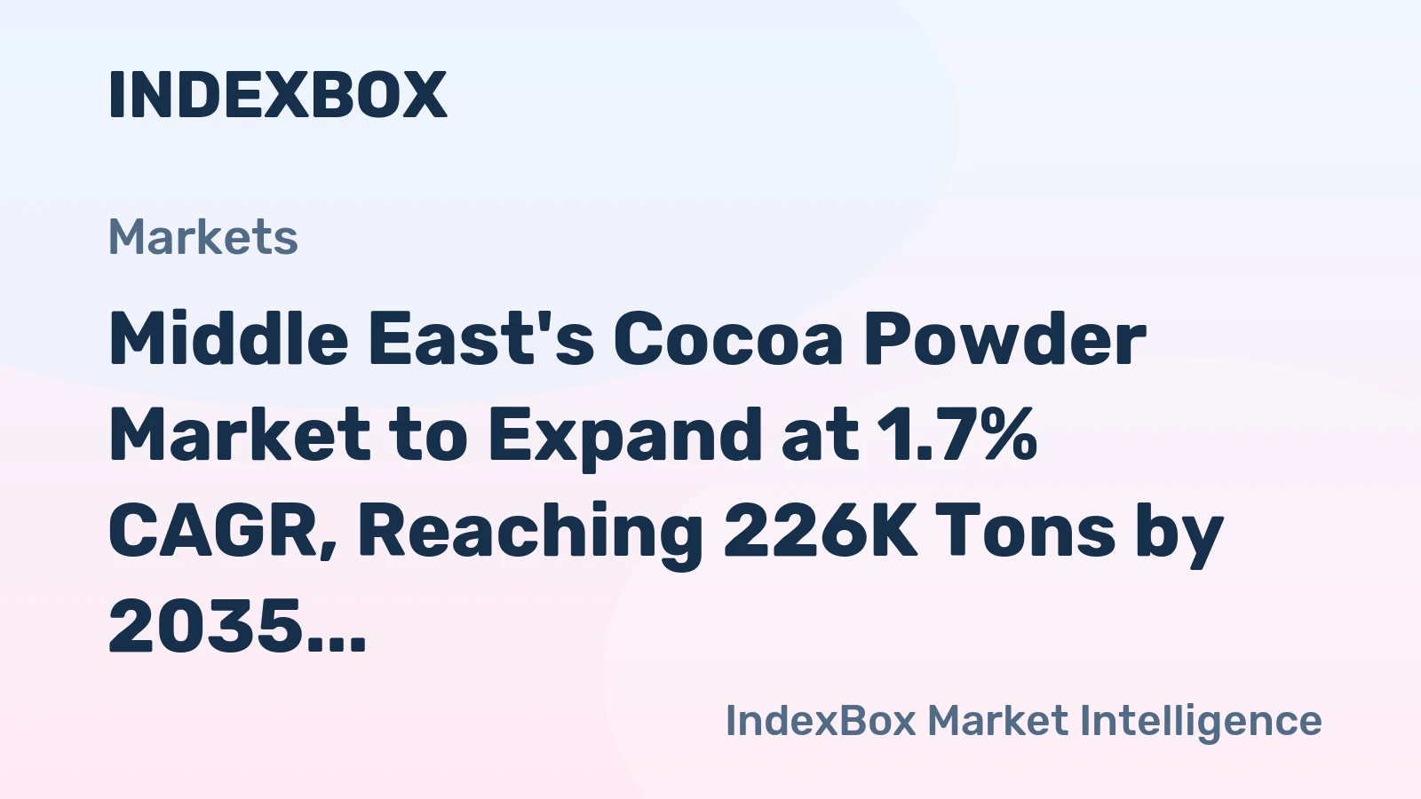 Middle East's Cocoa Powder Market to Expand at 1.7% CAGR, Reaching 226K Tons by 2035