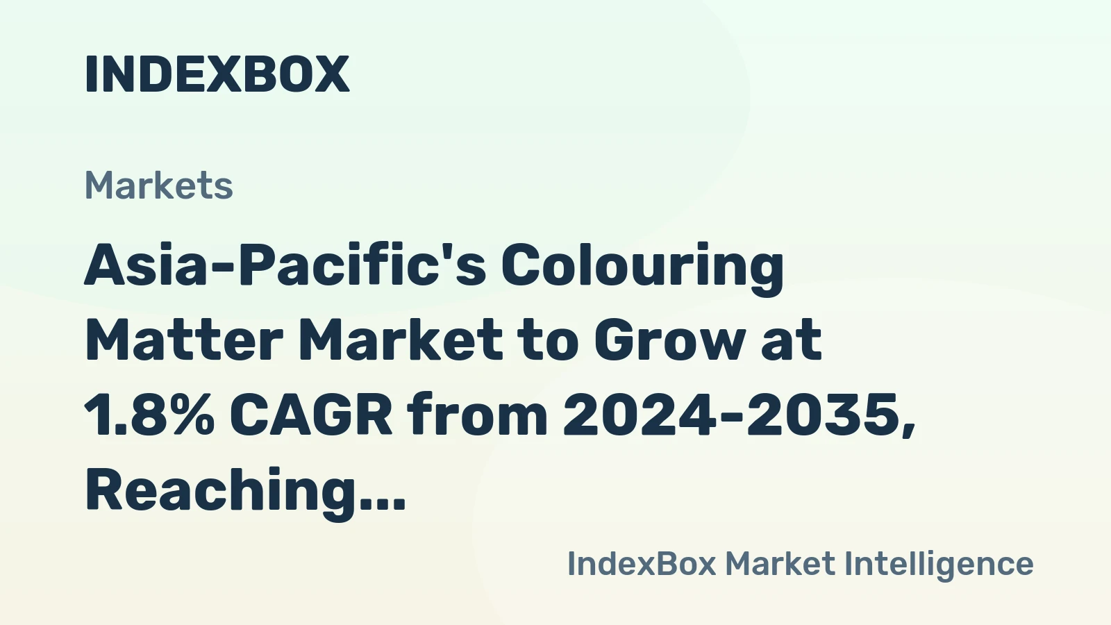 Asia-Pacific's Colouring Matter Market to Grow at 1.8% CAGR from 2024-2035, Reaching 222K tons