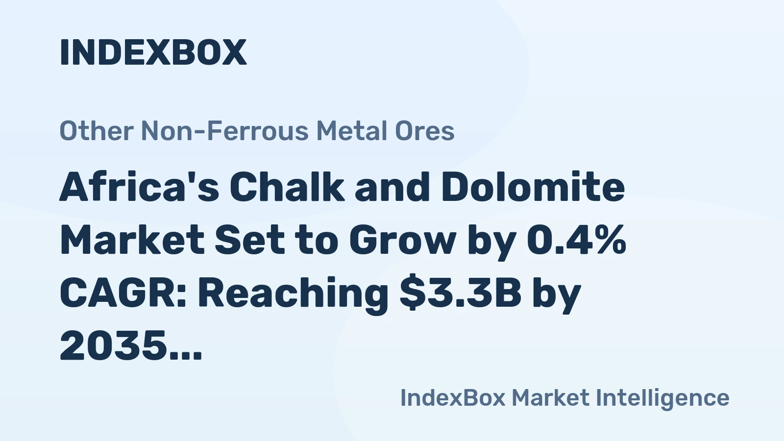 Africa's Chalk and Dolomite Market Set to Grow by 0.4% CAGR: Reaching $3.3B by 2035