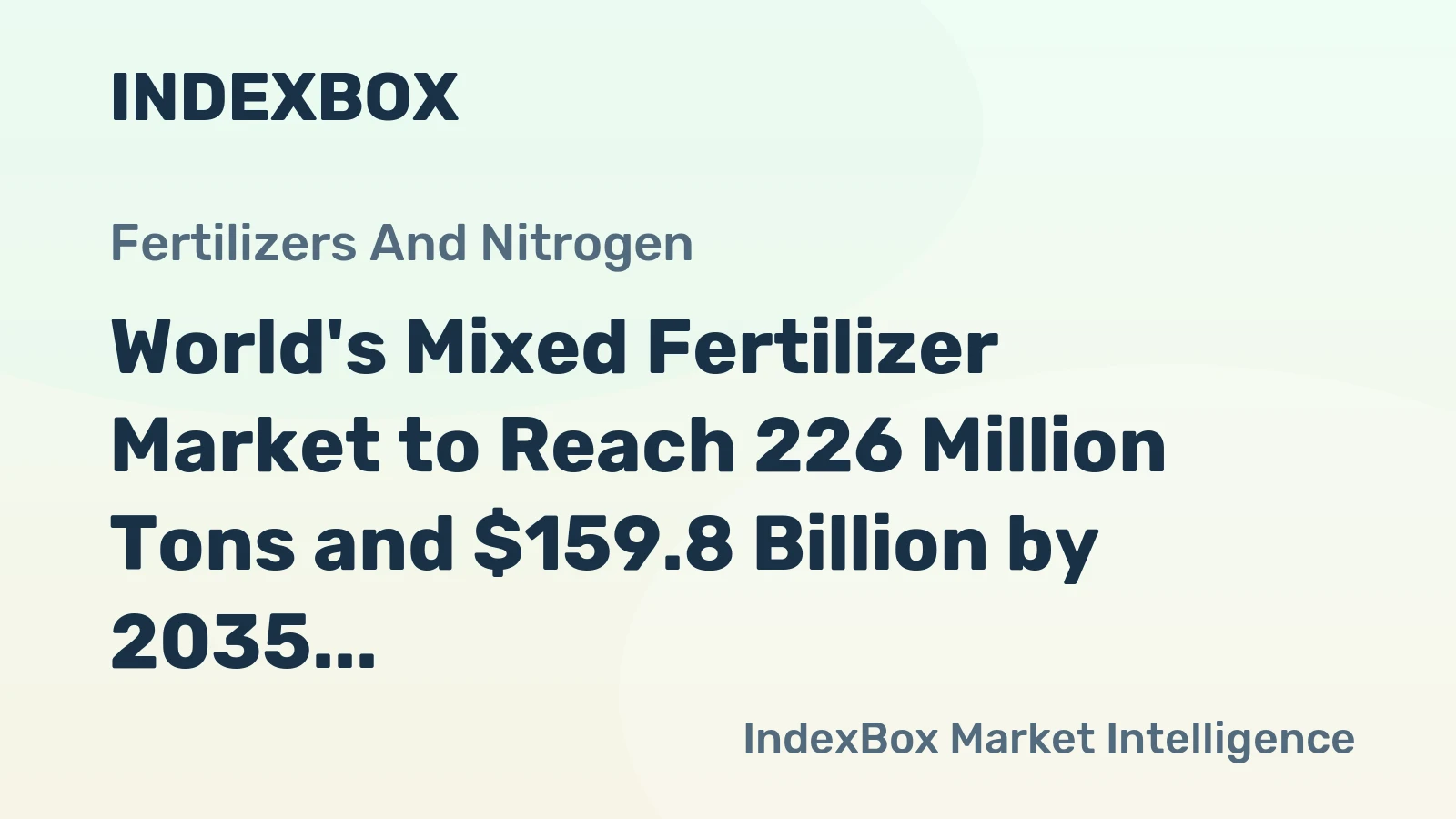 World's Mixed Fertilizer Market to Reach 226 Million Tons and $159.8 Billion by 2035