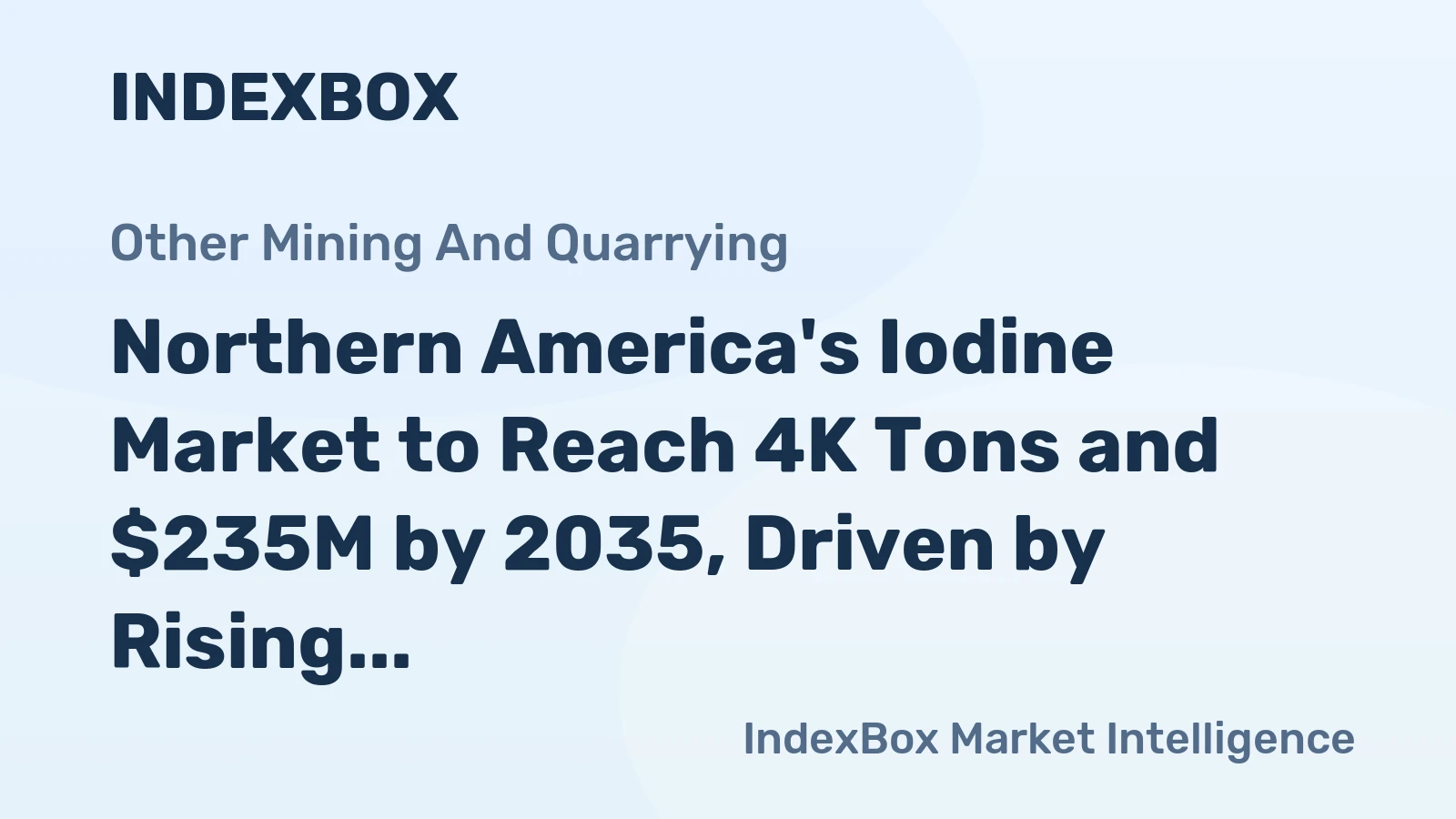 Northern America's Iodine Market to Reach 4K Tons and $235M by 2035, Driven by Rising Demand