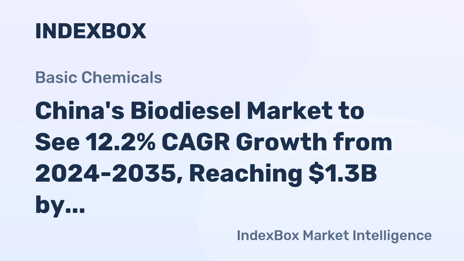 China's Biodiesel Market to See 12.2% CAGR Growth from 2024-2035, Reaching $1.3B by 2035