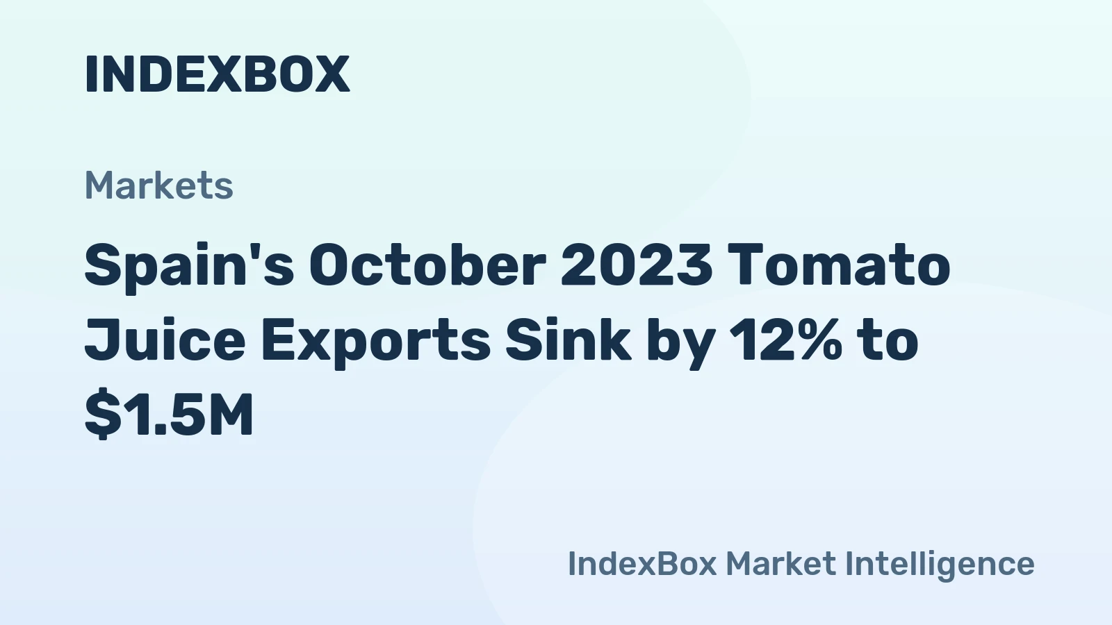 Spain's October 2023 Tomato Juice Exports Sink by 12% to $1.5M