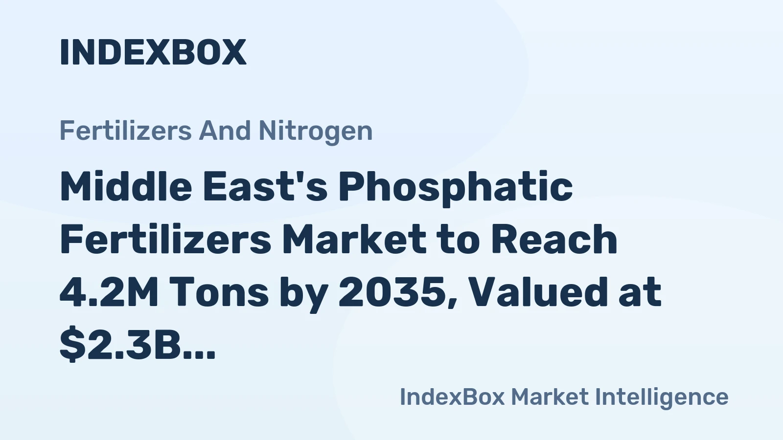 Middle East's Phosphatic Fertilizers Market to Reach 4.2M Tons by 2035, Valued at $2.3B