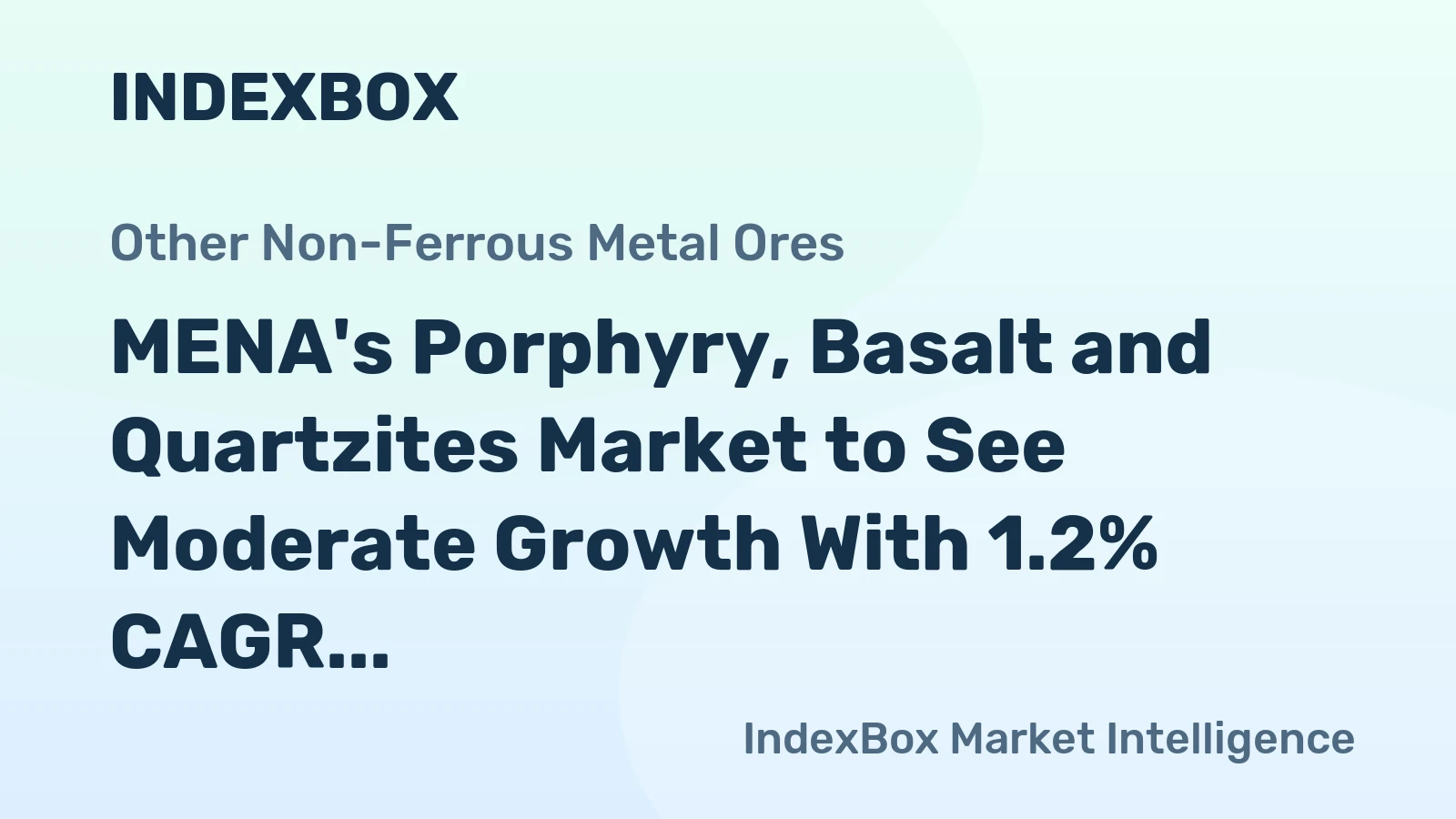 MENA's Porphyry, Basalt and Quartzites Market to See Moderate Growth With 1.2% CAGR Through 2035