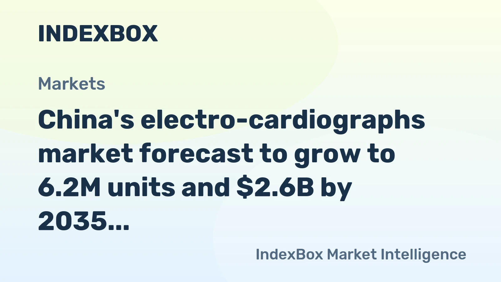 China's electro-cardiographs market forecast to grow to 6.2M units and $2.6B by 2035, continuing its upward trend.