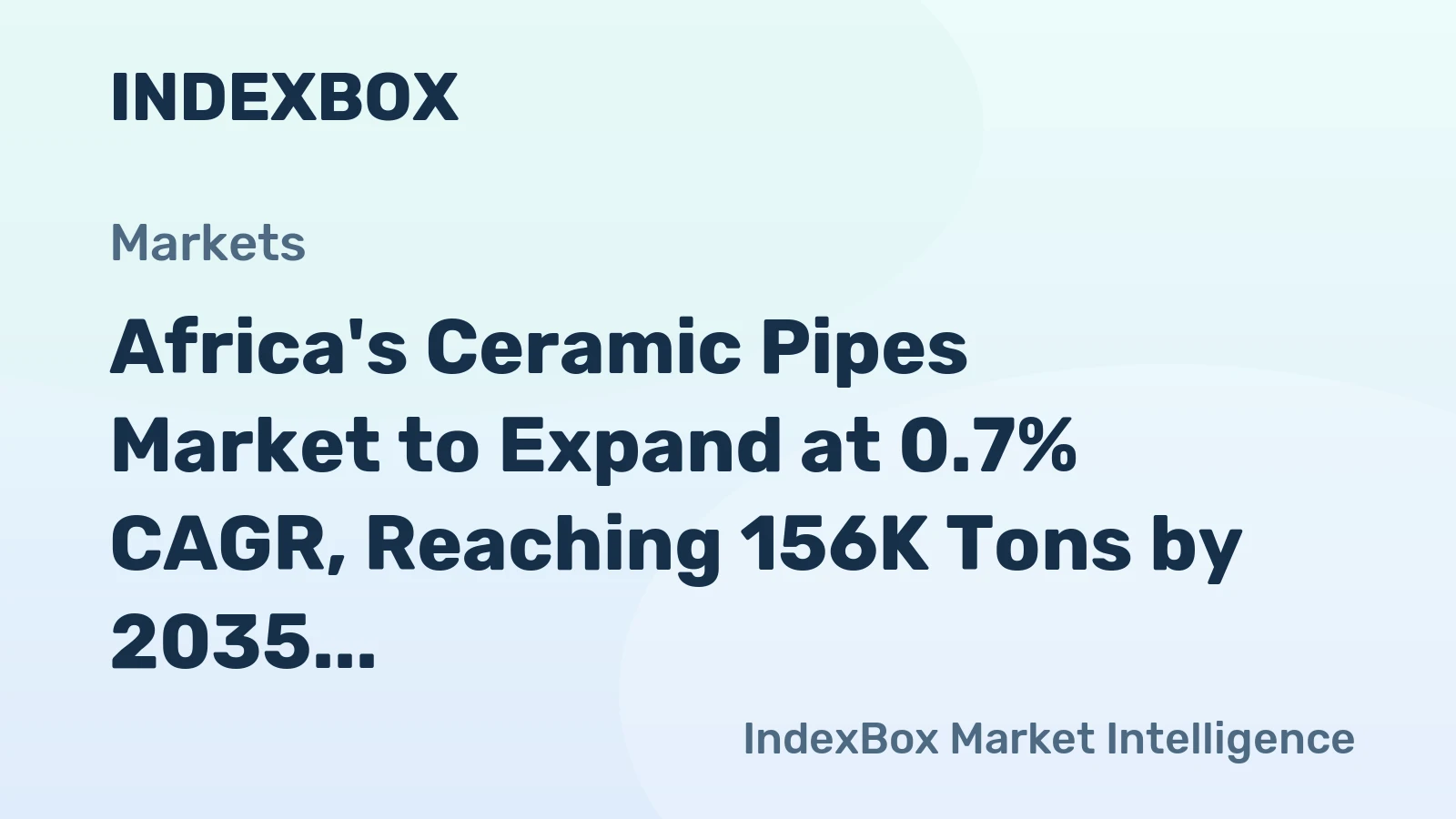 Africa's Ceramic Pipes Market to Expand at 0.7% CAGR, Reaching 156K Tons by 2035