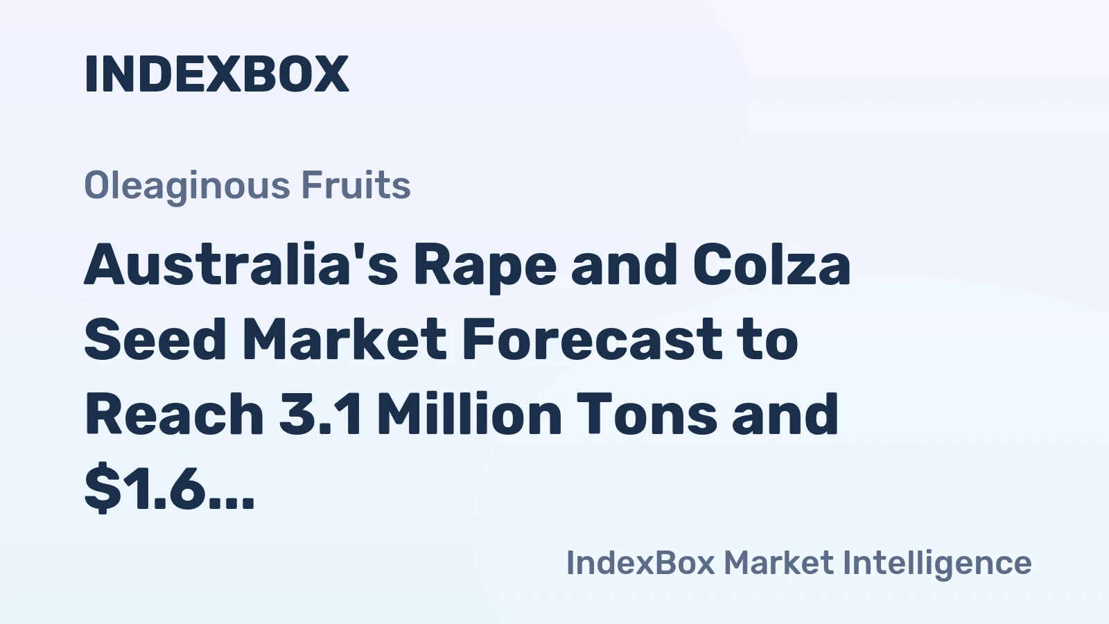 Australia's Rape and Colza Seed Market Forecast to Reach 3.1 Million Tons and $1.6 Billion by 2035
