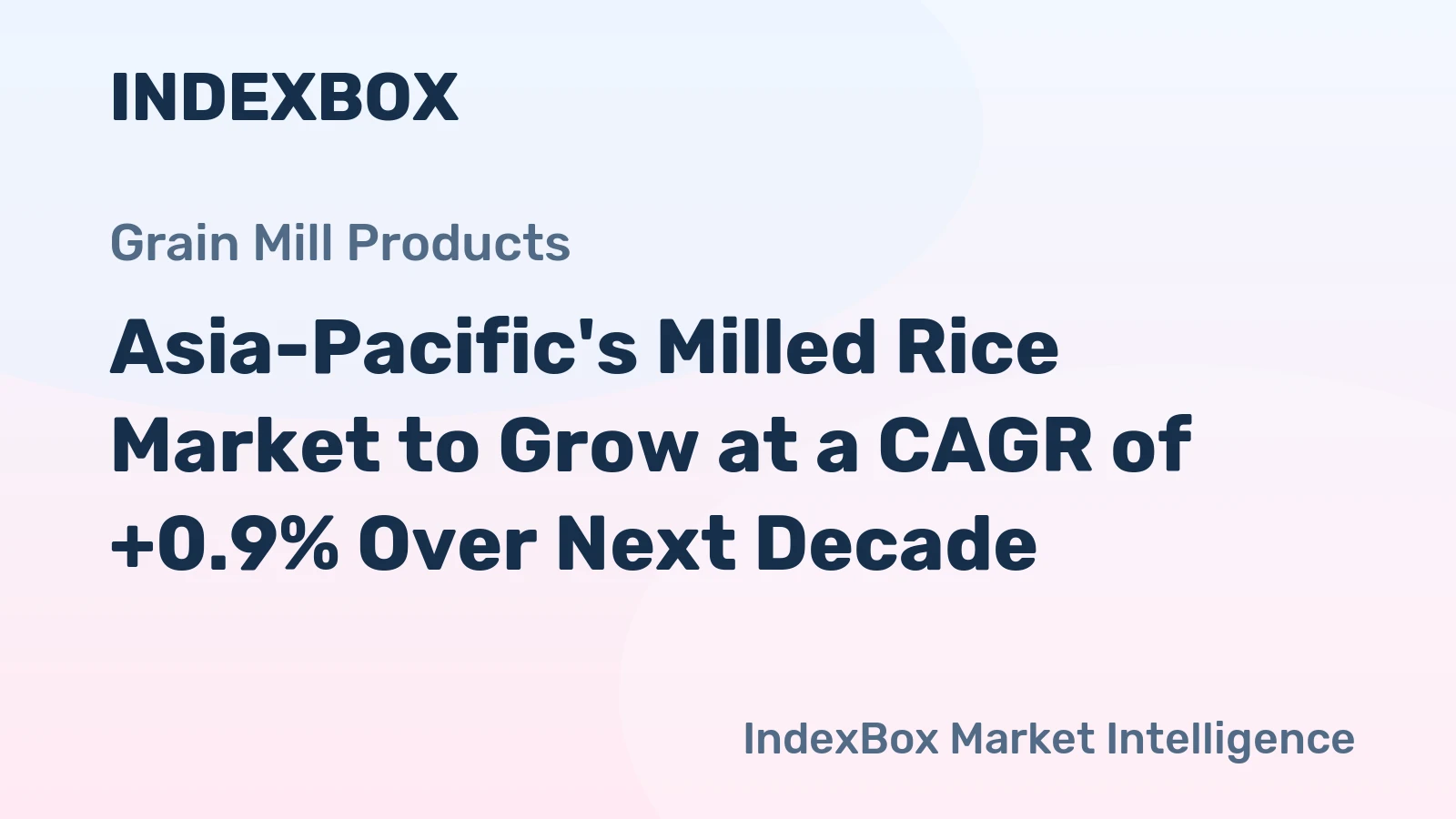 Asia-Pacific's Milled Rice Market to Grow at a CAGR of +0.9% Over Next Decade