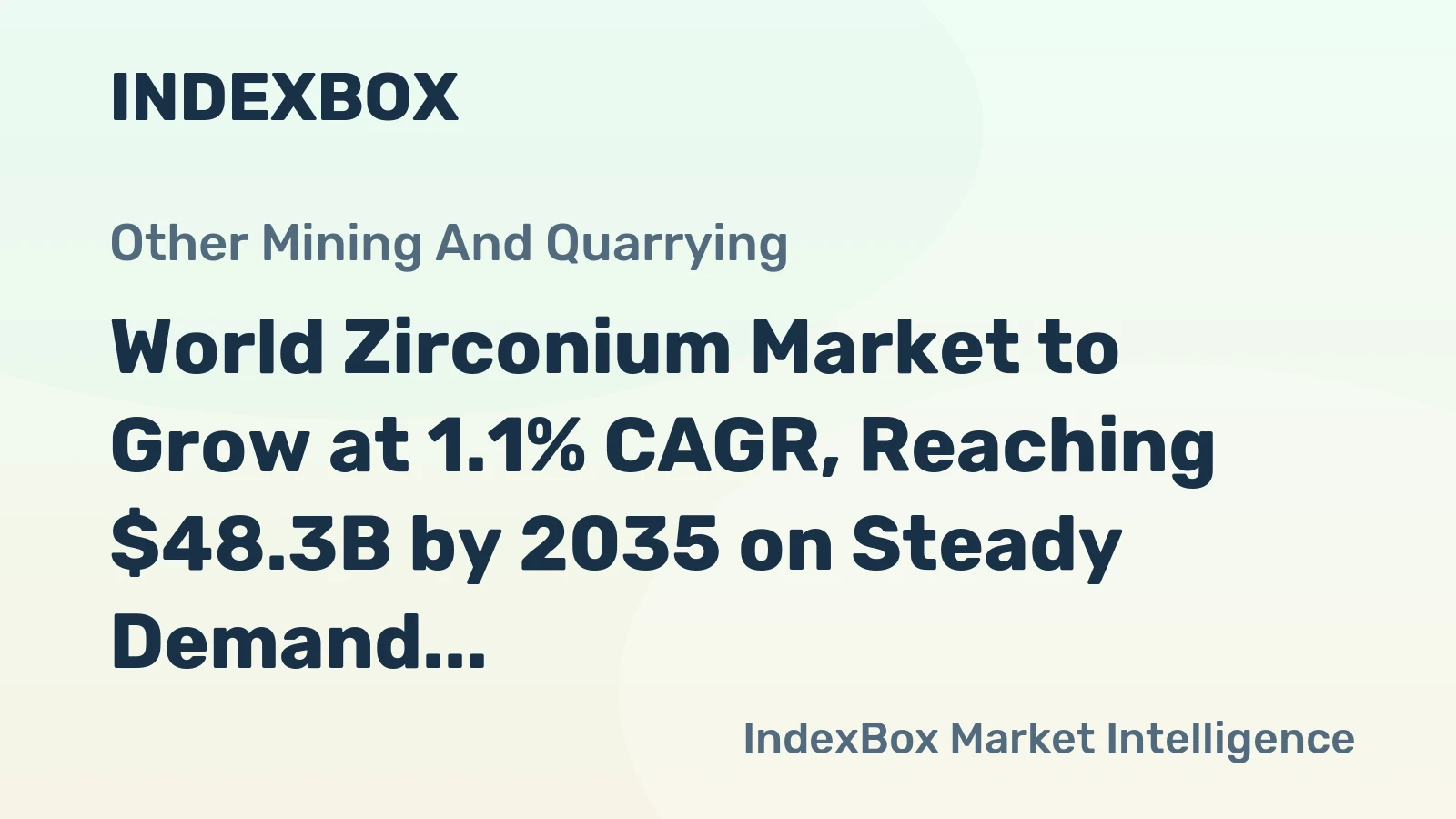 World Zirconium Market to Grow at 1.1% CAGR, Reaching $48.3B by 2035 on Steady Demand