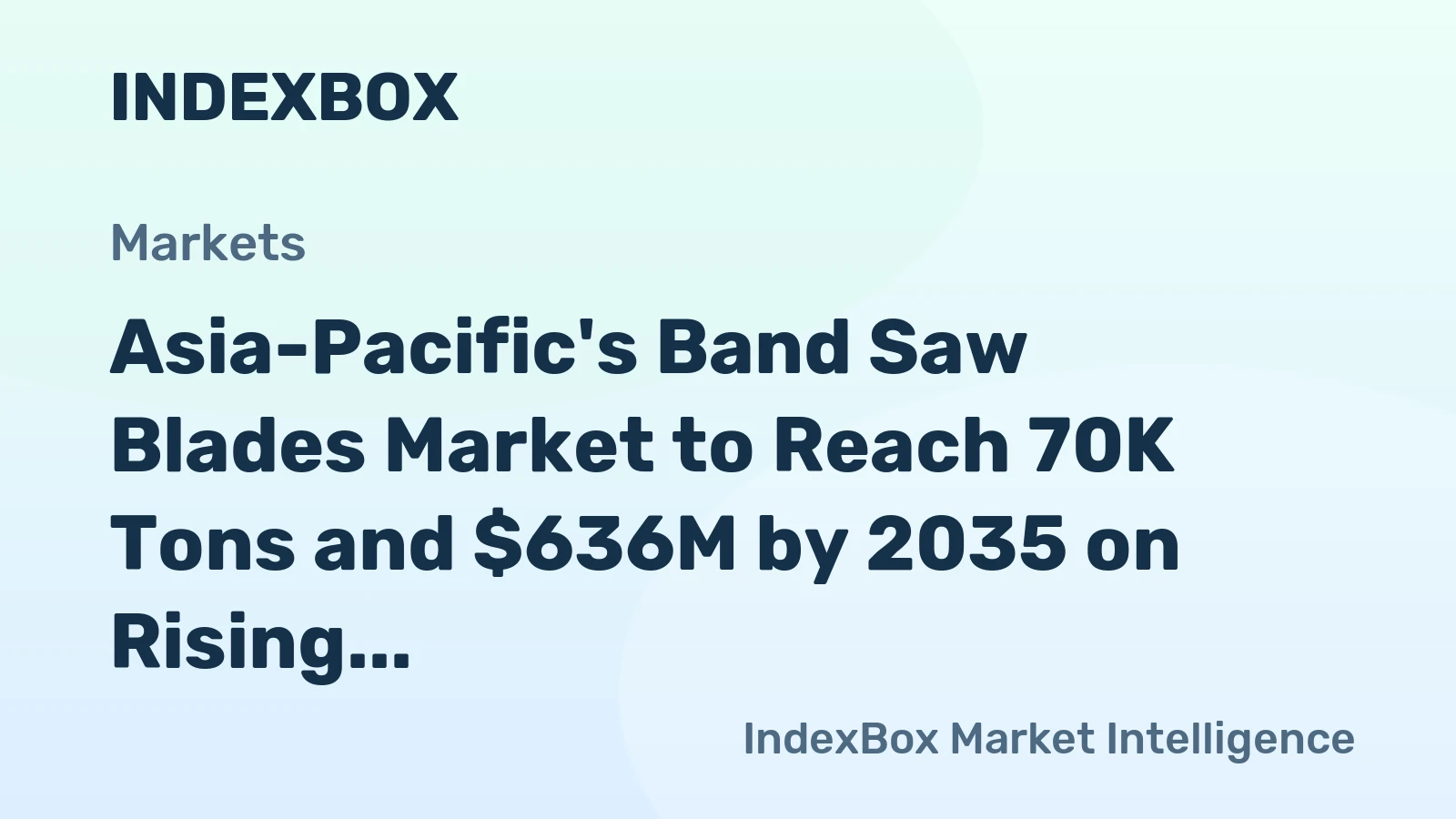Asia-Pacific's Band Saw Blades Market to Reach 70K Tons and $636M by 2035 on Rising Demand